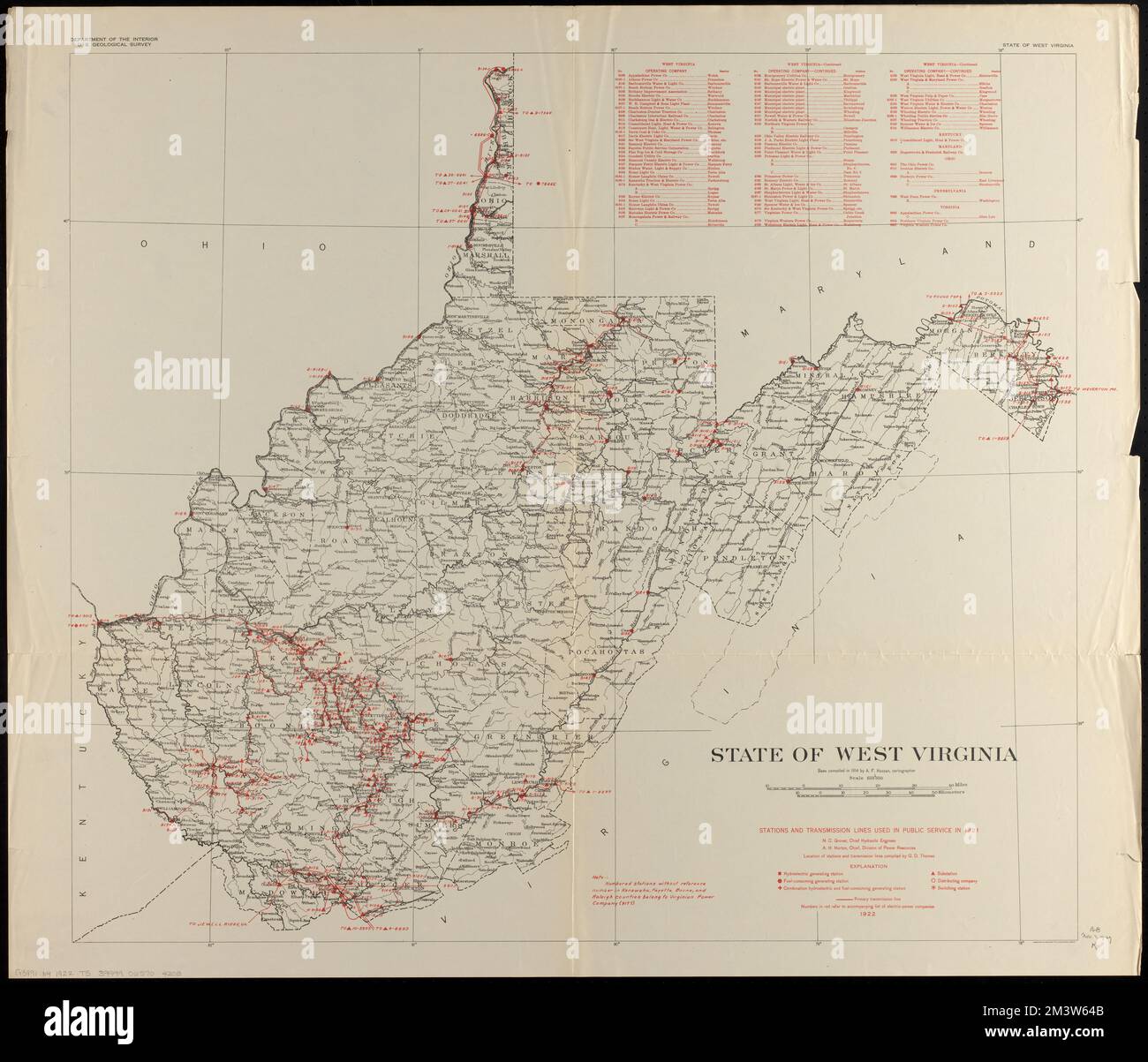 State of West Virginia, stations and transmission lines used in public ...