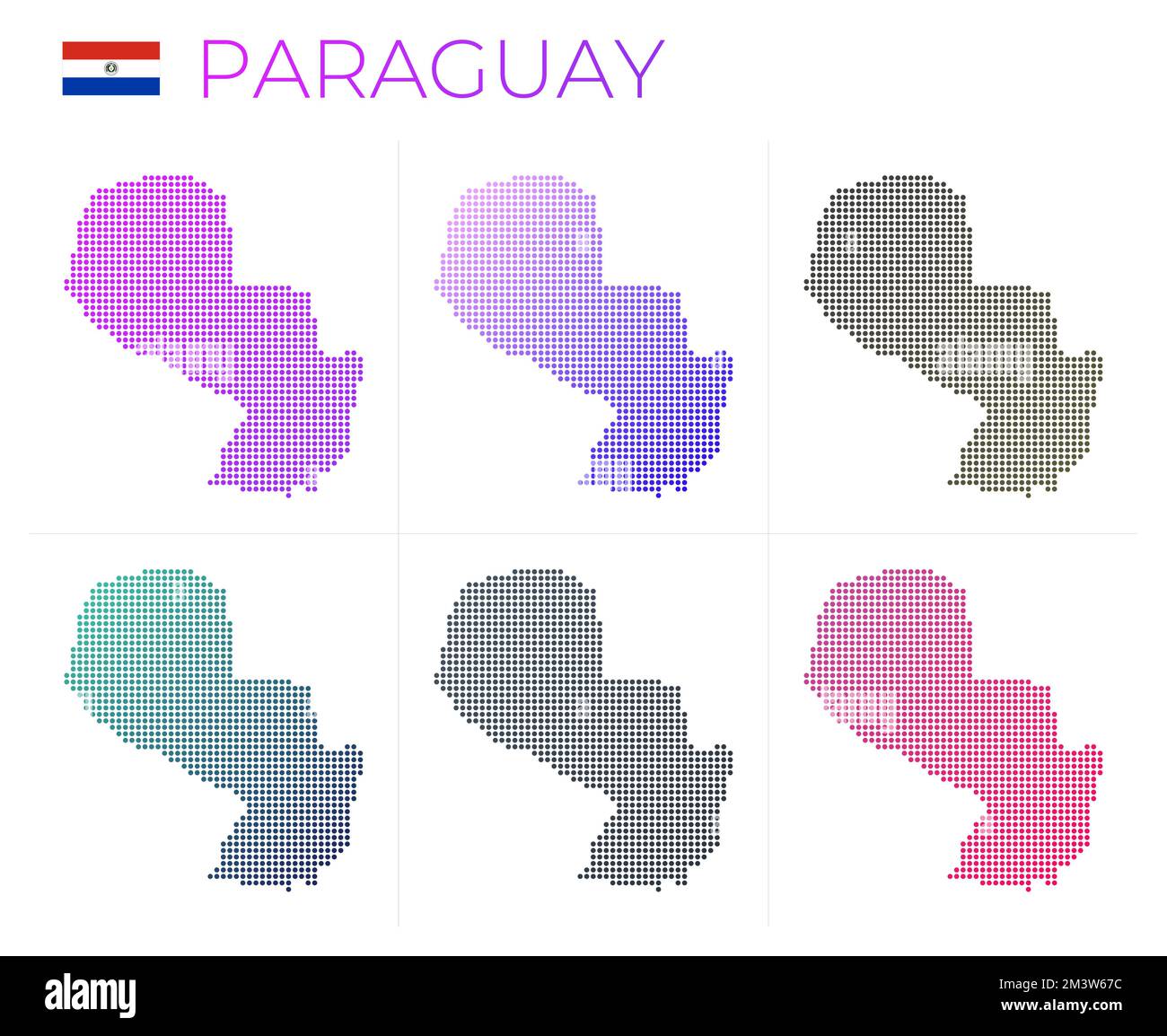Paraguay dotted map set. Map of Paraguay in dotted style. Borders of ...