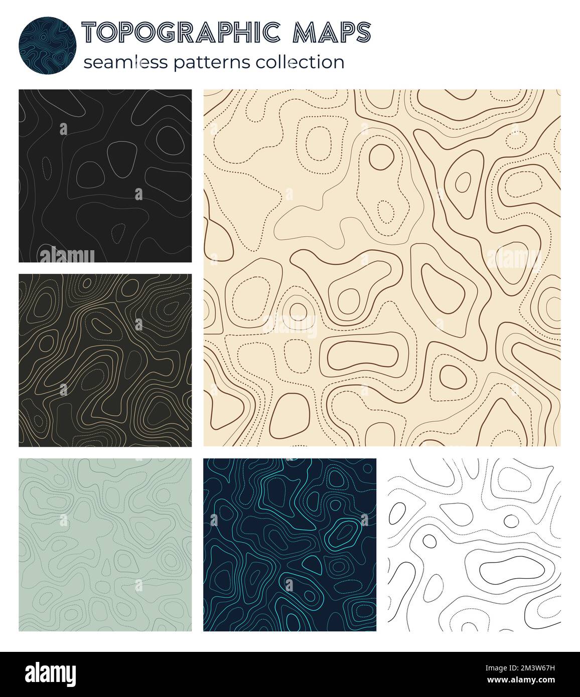 Topographic maps. Appealing isoline patterns, seamless design. Classy ...