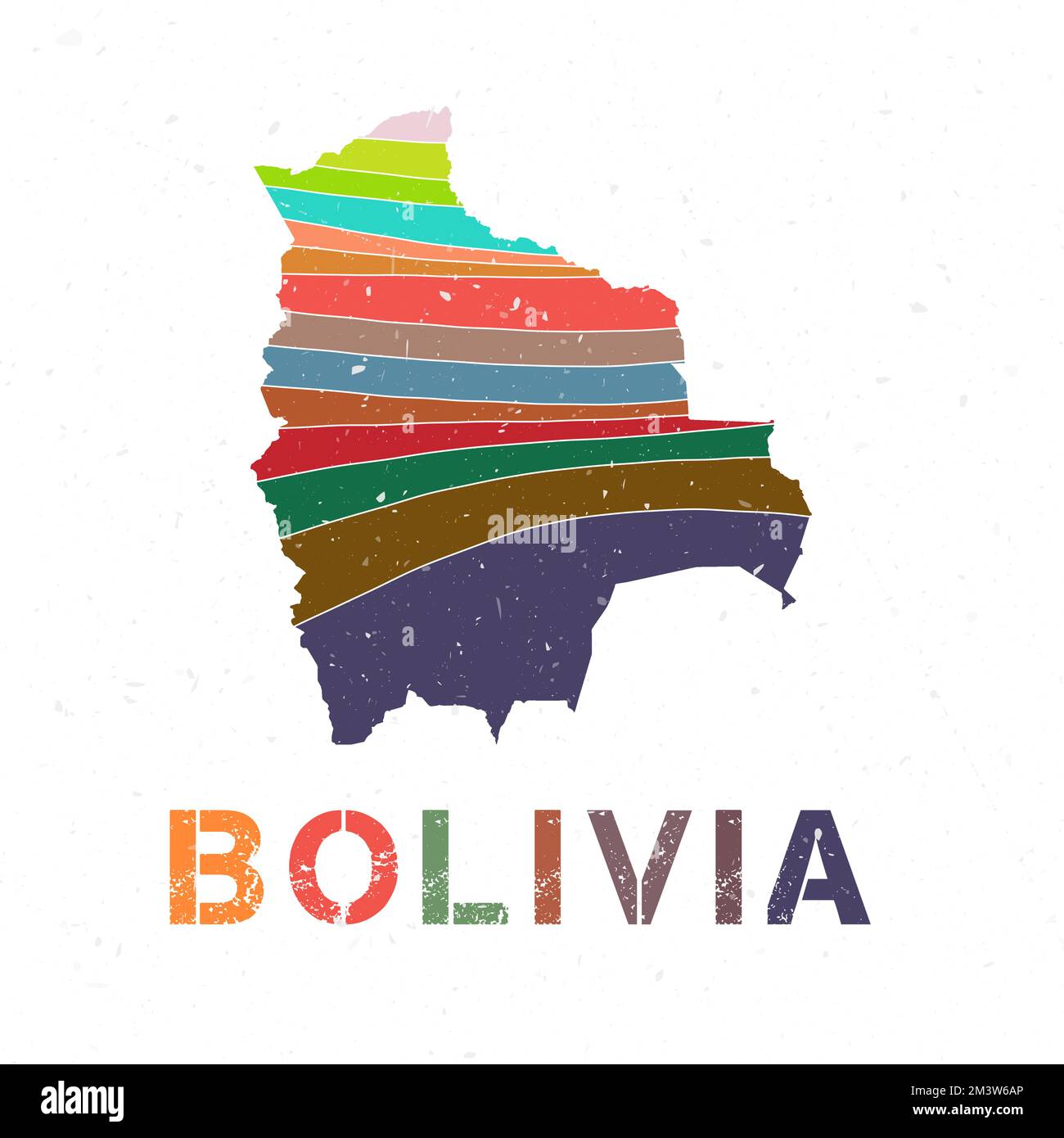 Bolivia map design. Shape of the country with beautiful geometric waves ...