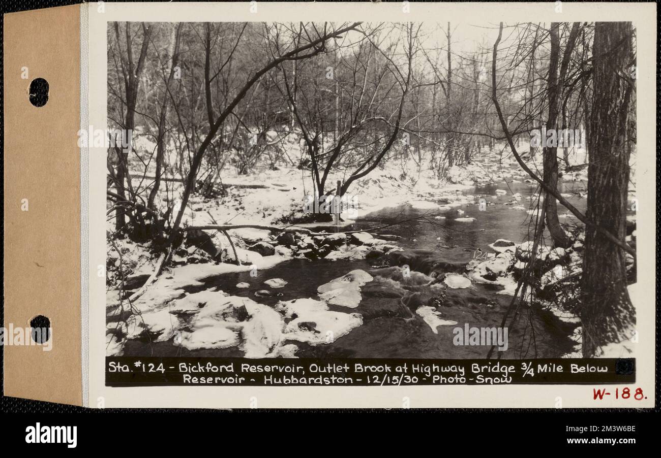Station #124, Bickford Reservoir, outlet brook at highway bridge three ...