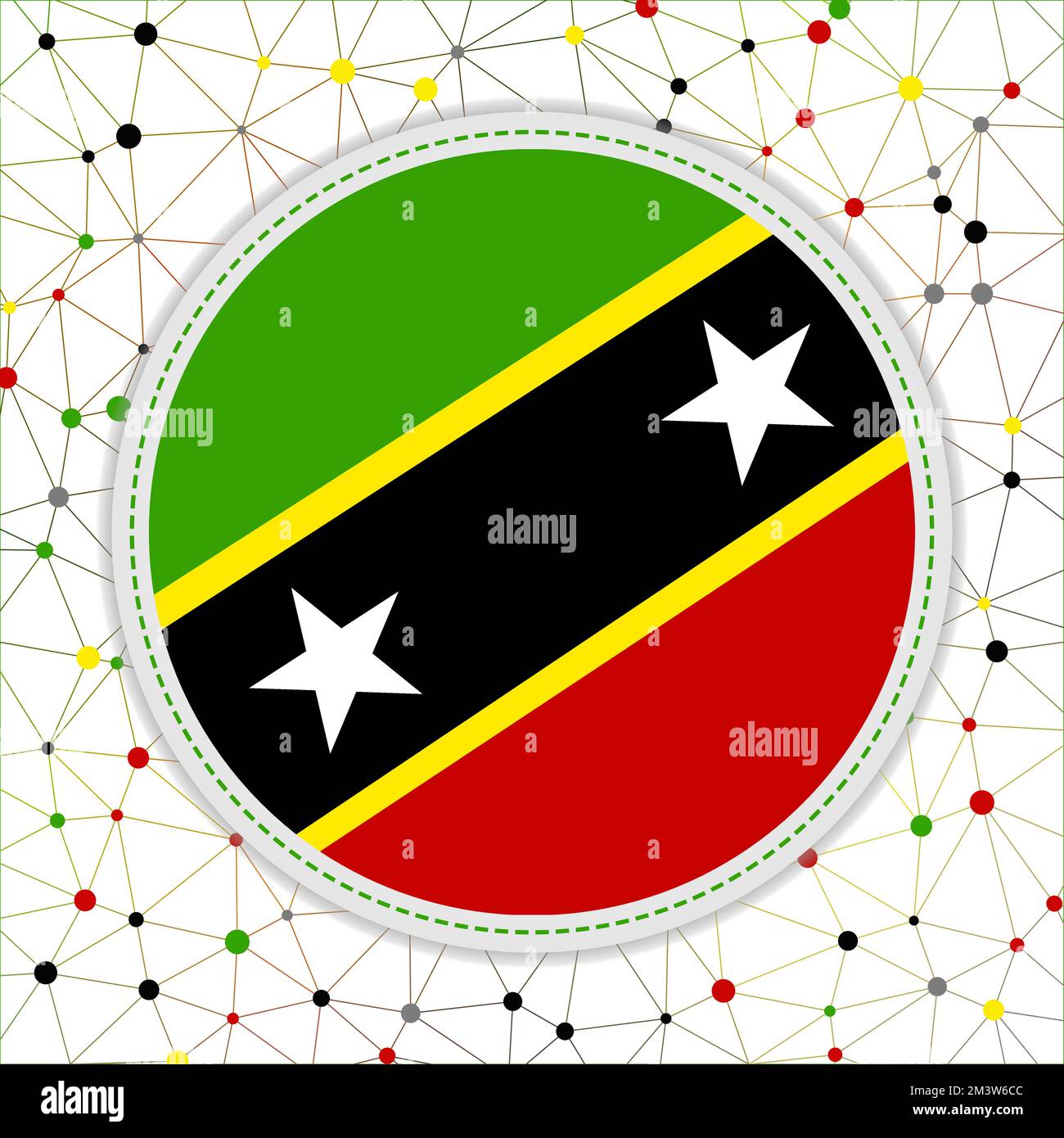 Flag of St. Kitts and Nevis with network background. St. Kitts and ...