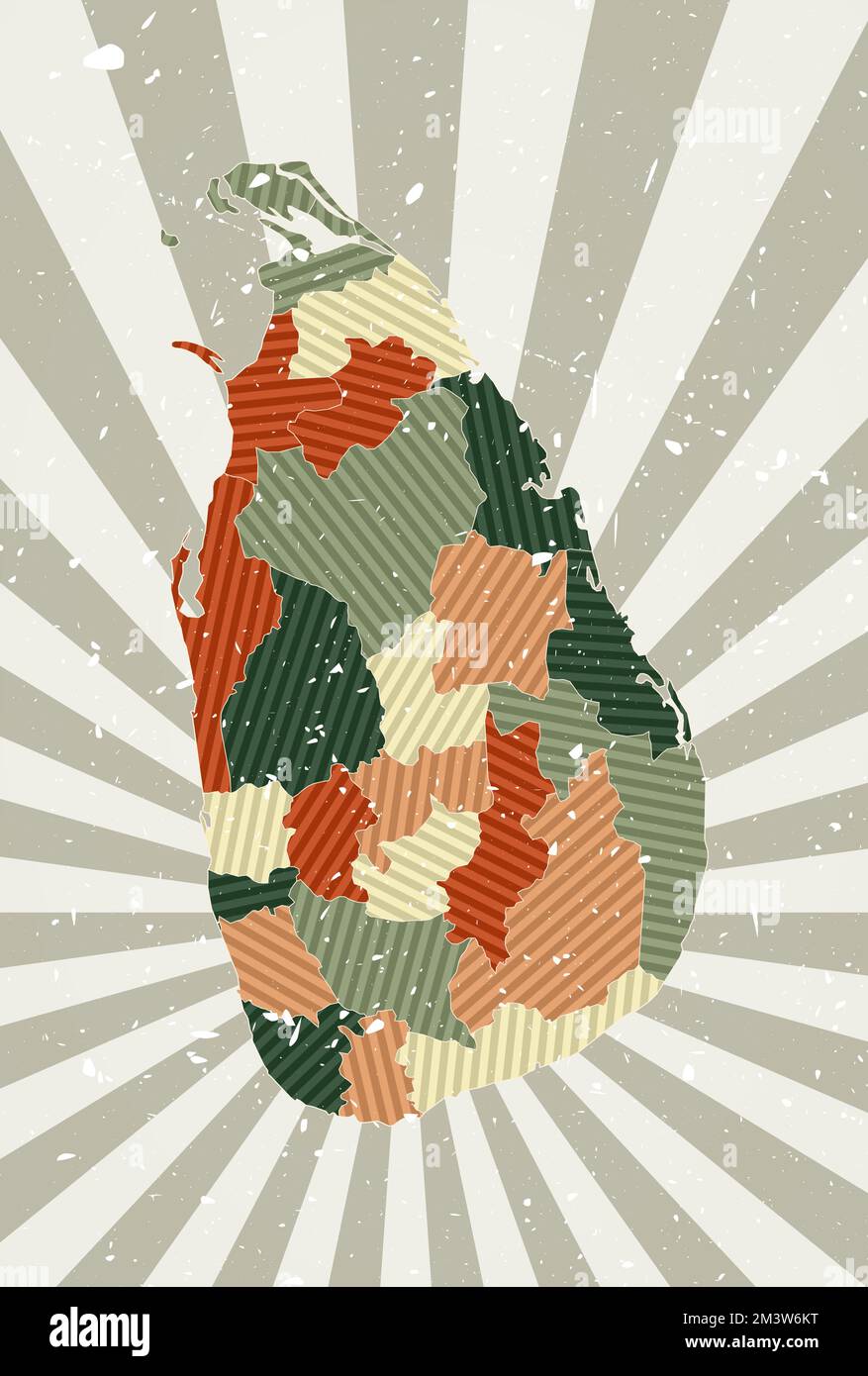 Sri Lanka vintage map. Grunge poster with map of the country in retro ...
