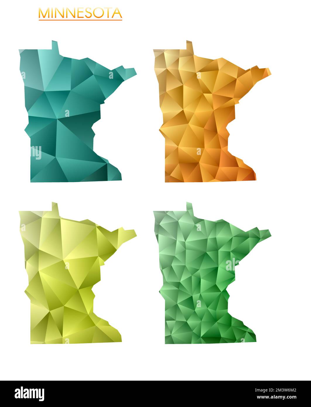 Set of vector polygonal maps of Minnesota. Bright gradient map of US ...