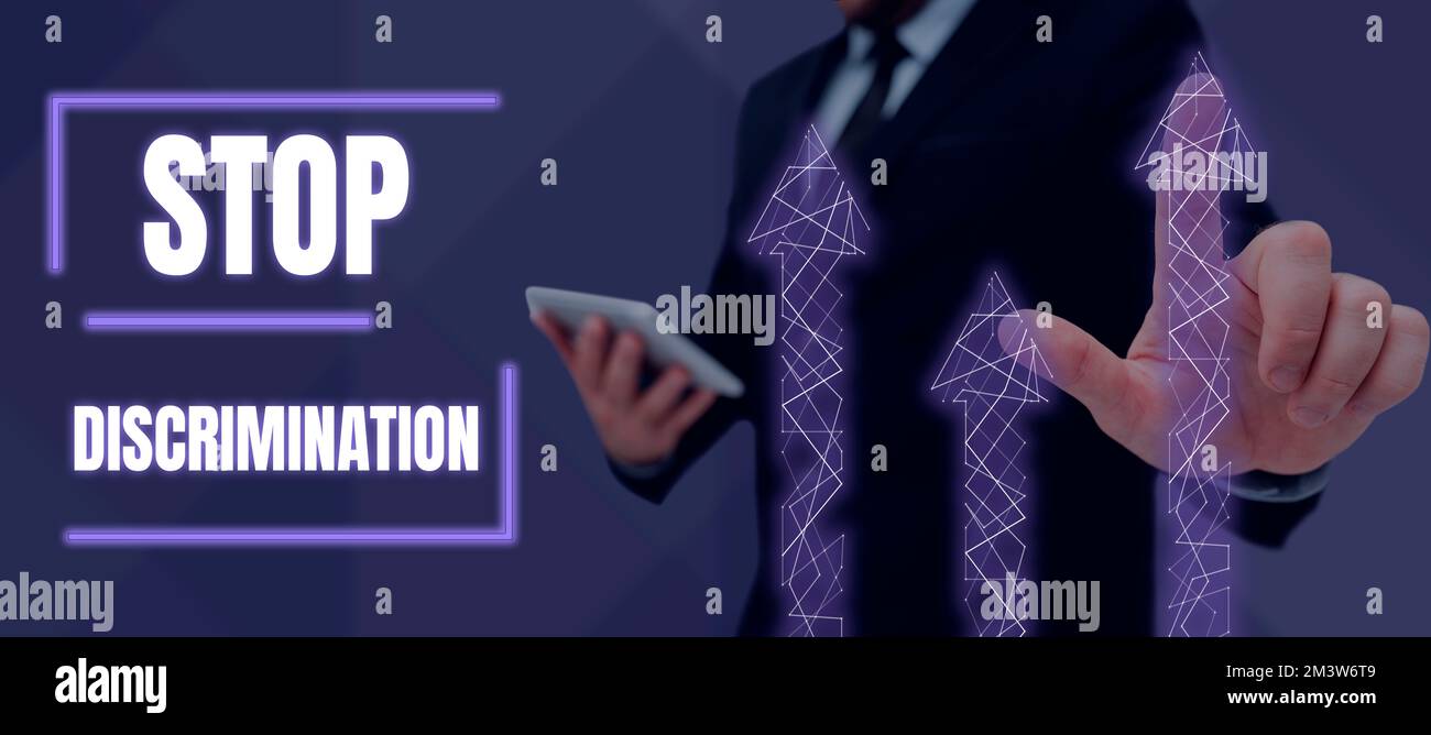 Text showing inspiration Stop Discrimination. Internet Concept Prevent ...