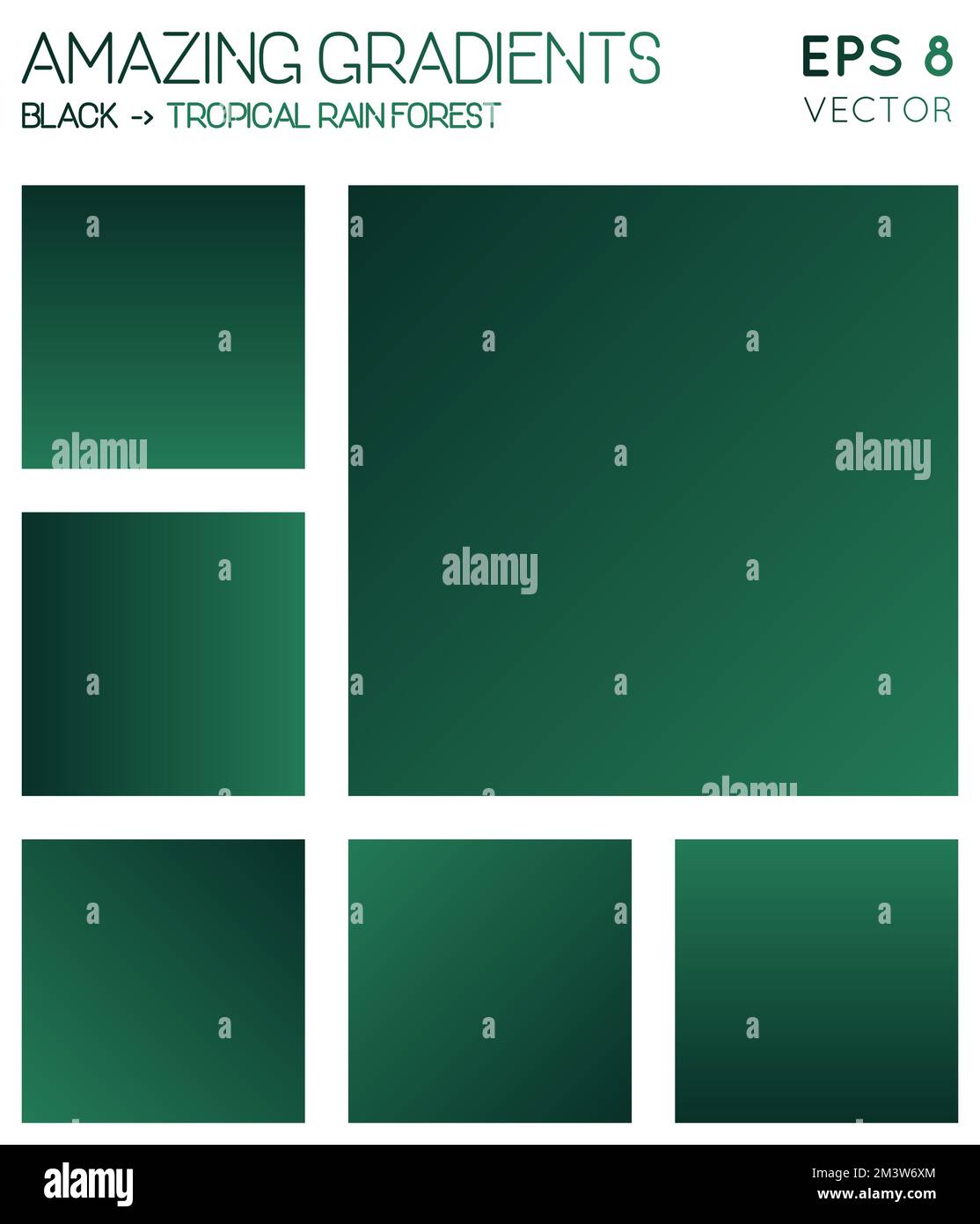 Colorful gradients in black, tropical rain forest color tones ...