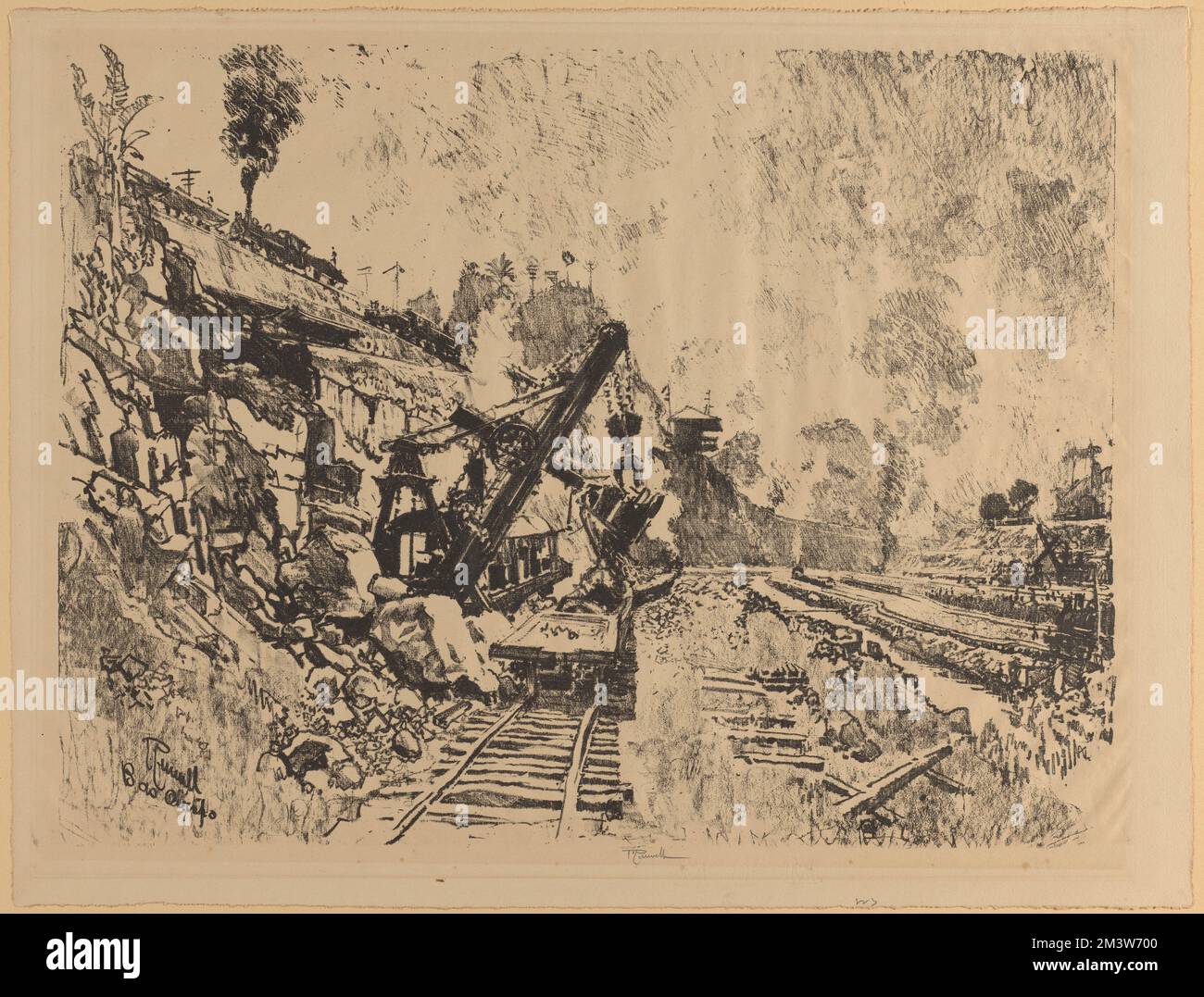 Steam shovel in the cut at Bas Obispo , Canal construction, Railroad ...