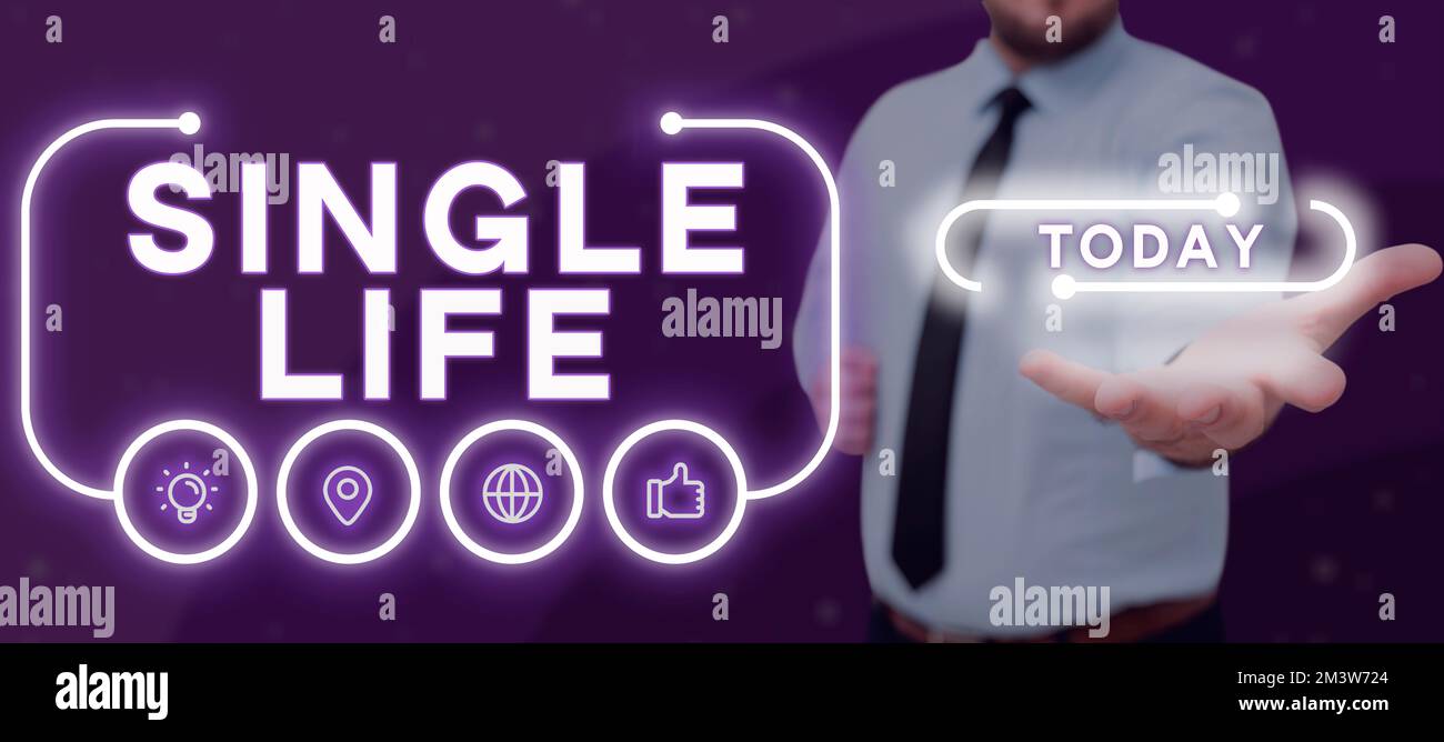 Text caption presenting Single Life. Word Written on not vowed to ...