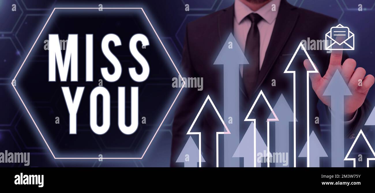 Text showing inspiration Miss You. Conceptual photo Longing for an ...