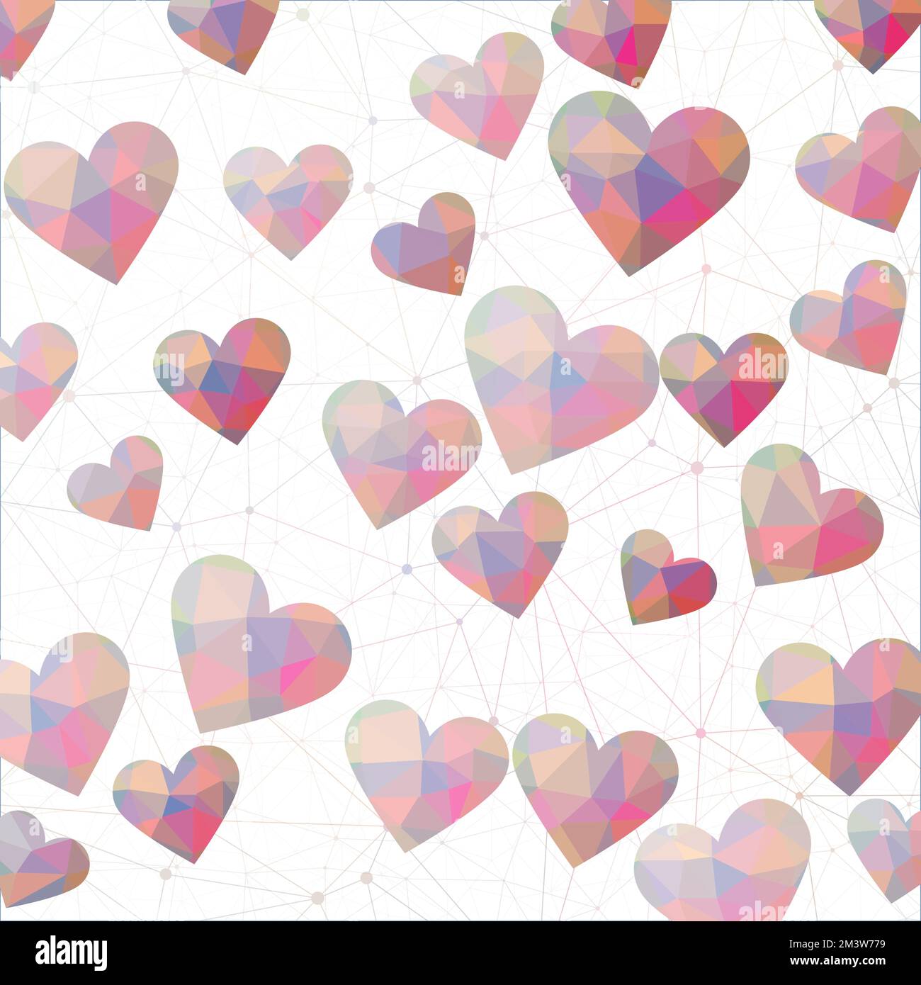 Heart background. Polygonal hearts in accent colors. Appealing digital ...