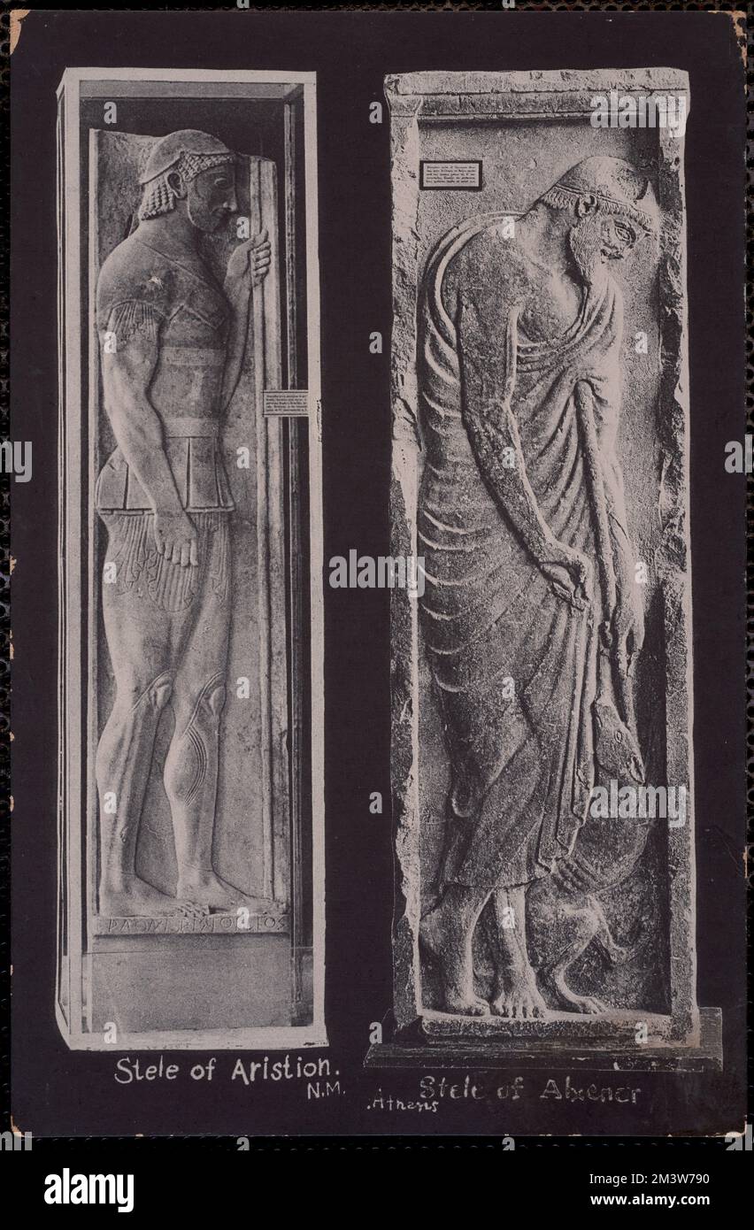 Stele of Ariston. Stele of Alxenor. N. M. Athens , Bas-reliefs ...