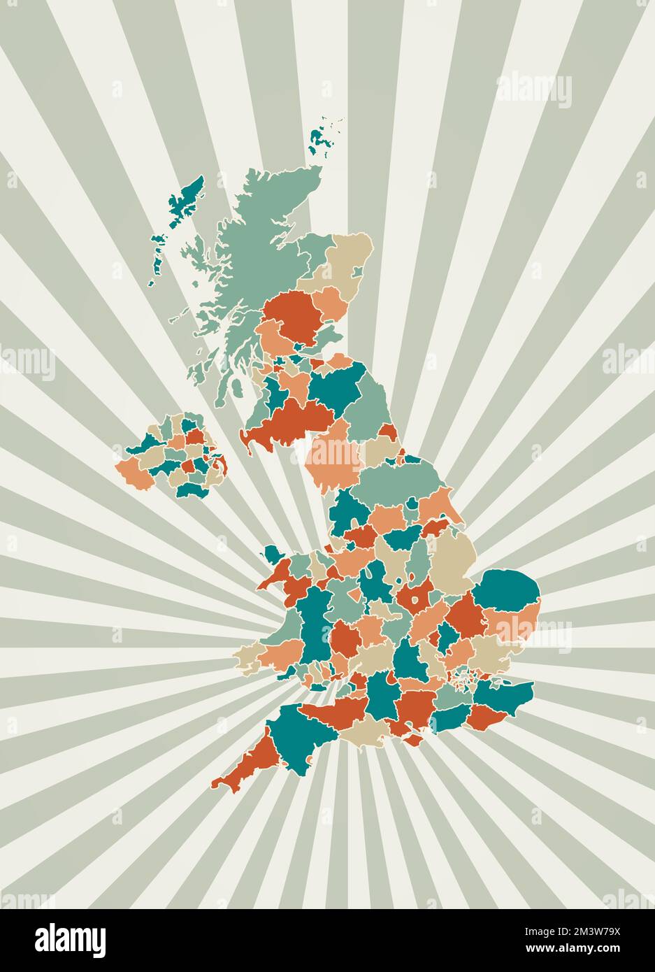United Kingdom map. Poster with map of the country in retro color ...