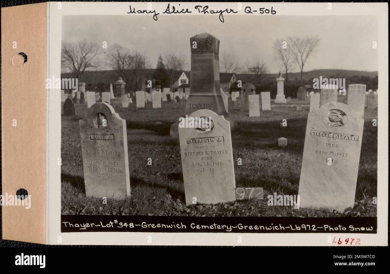 Stephen D. Thayer, Greenwich Cemetery, Old section, lot 348, Greenwich ...