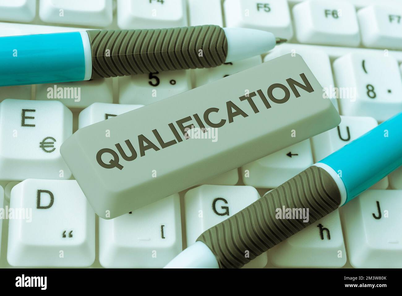 Text sign showing Qualification. Concept meaning Officially permission ...