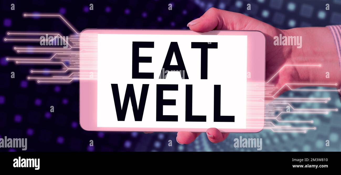 Conceptual caption Eat Well. Business approach Practice of eating only ...