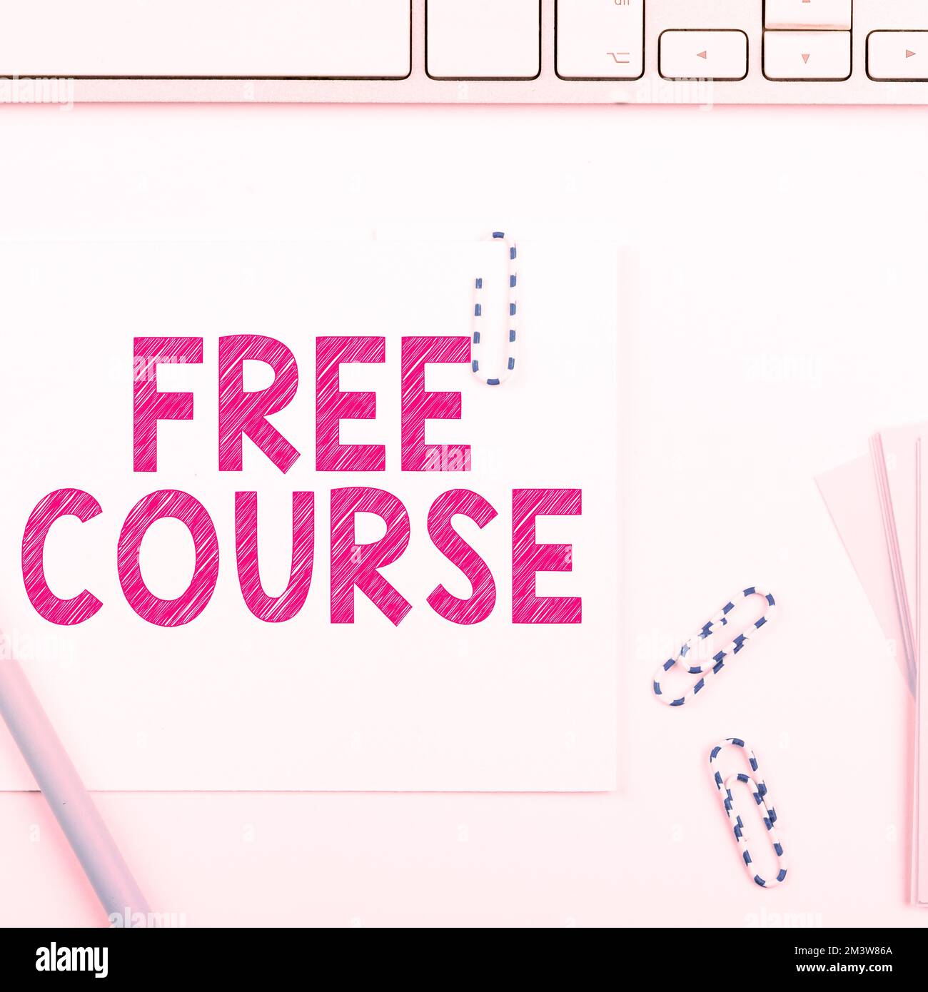 Text caption presenting Free Course. Concept meaning series of lessons ...