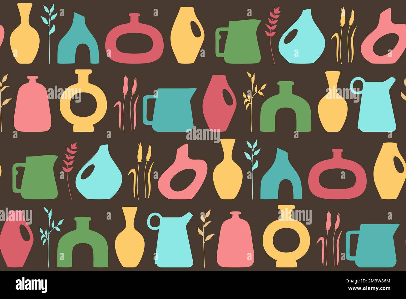 Vase shape and ceramic pot seamless pattern. Jug or jar bottles ...