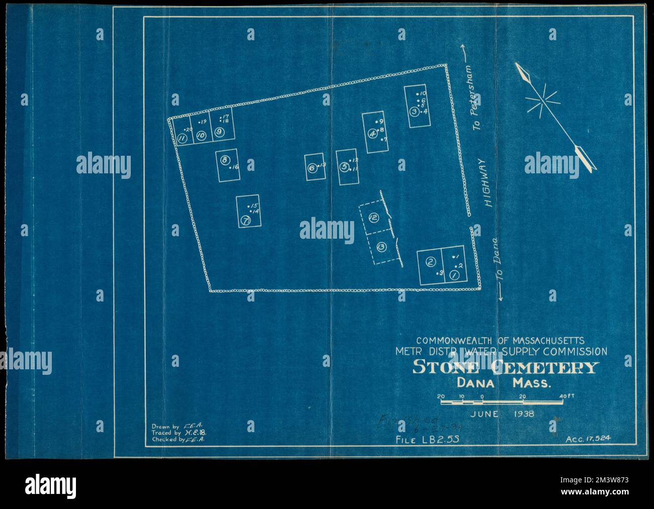 Stone Cemetery, Dana, Mass., June 1938 , waterworks, reservoirs water ...