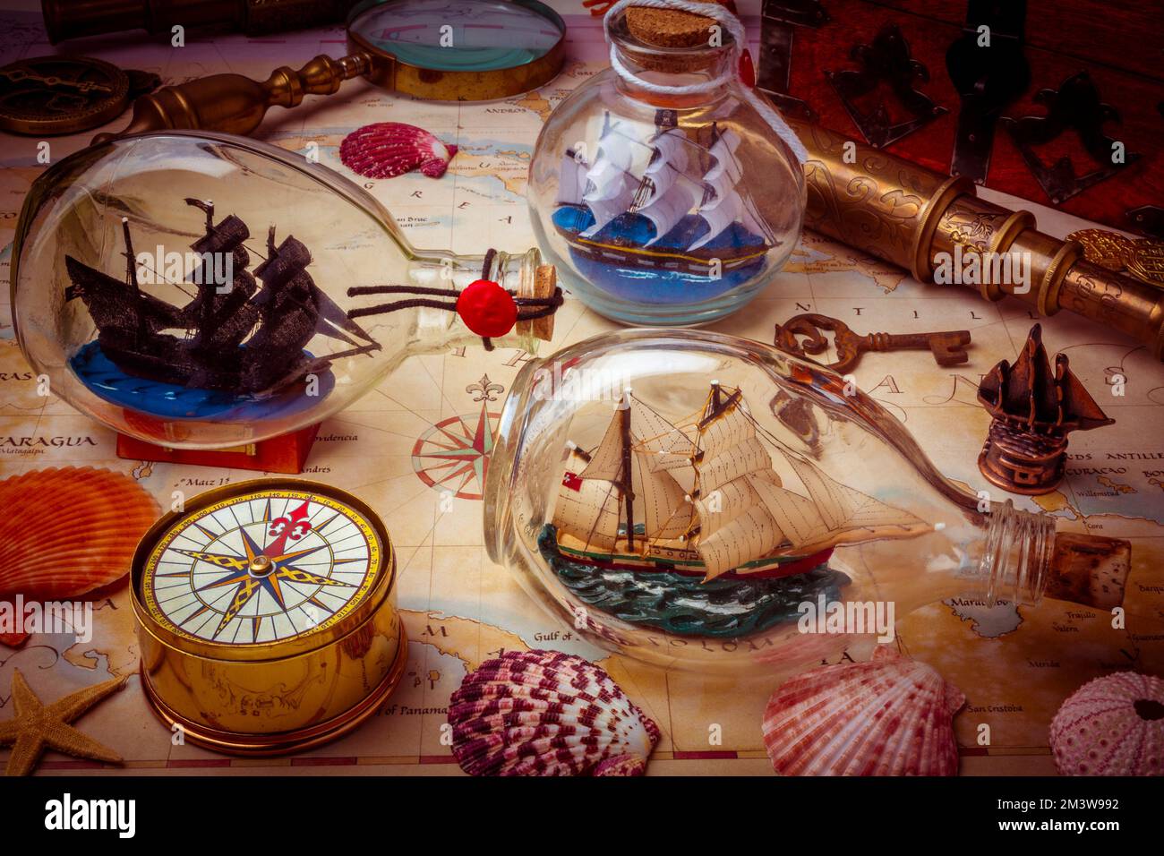 Ship old bottles hi-res stock photography and images - Alamy
