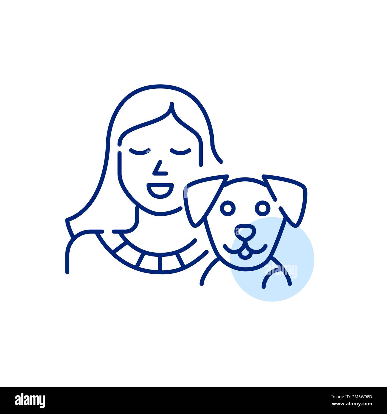 Smiling girl with her puppy. Pet friend. Pixel perfect, editable stroke line art icon Stock ...