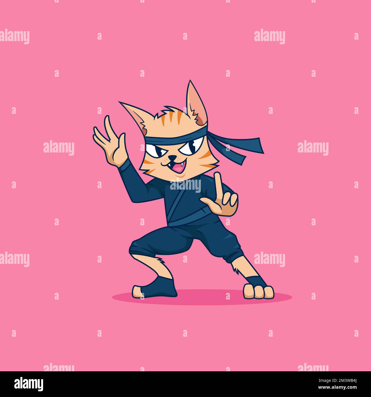 ninja cat cartoon character anthropomorphic illustration. karate ...