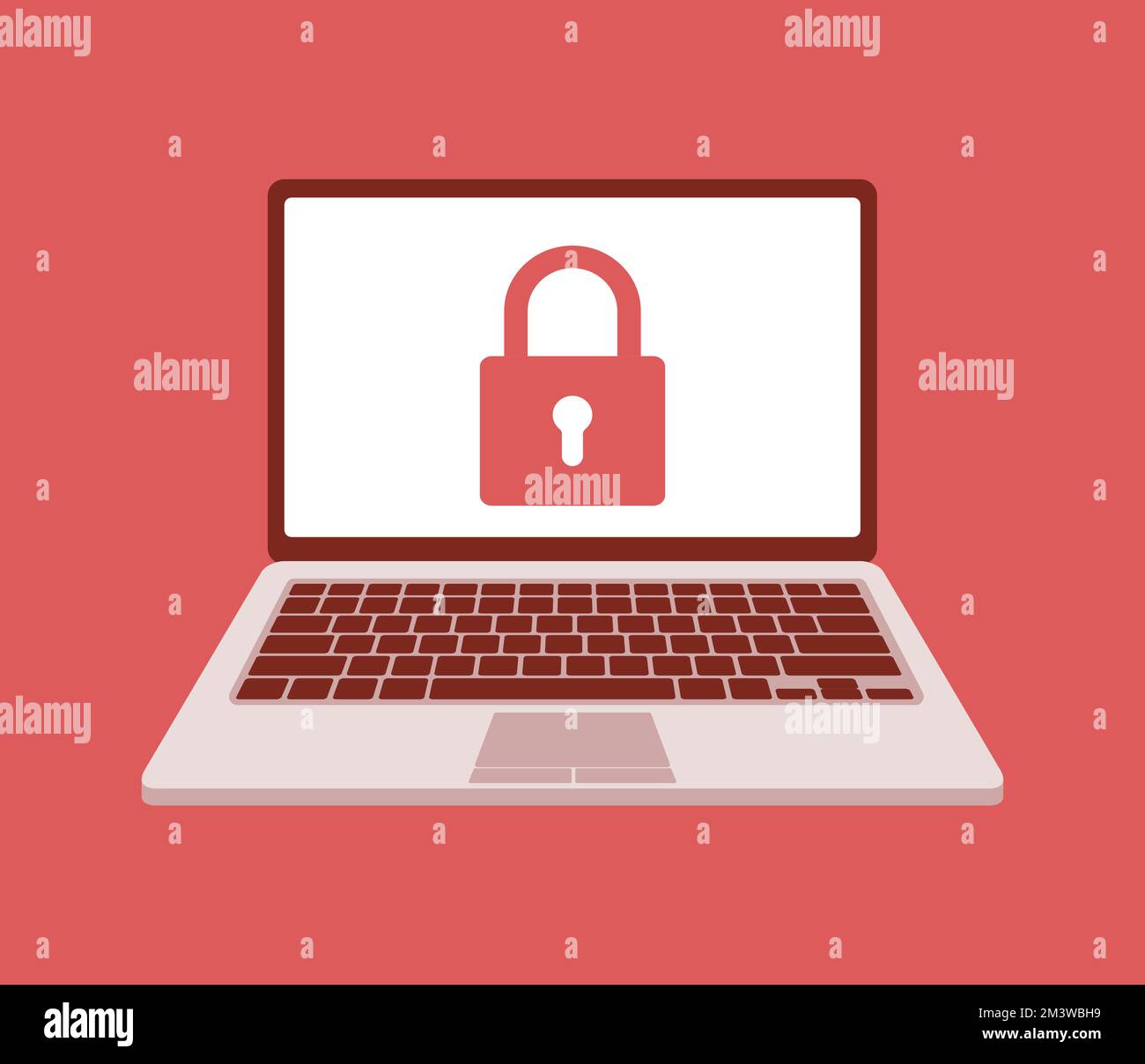 Vector Illustration Of Laptop System Error Warning Virus Attention Hacker Attack And Web