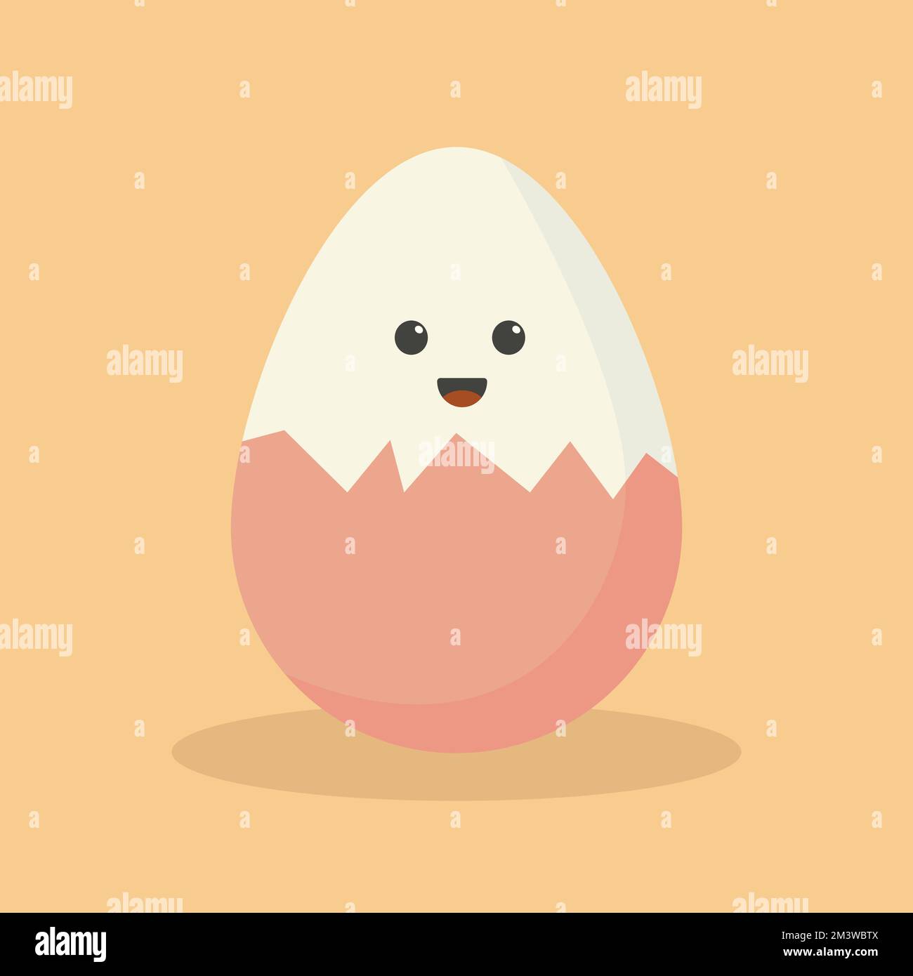 Cute cartoon character design of boiled egg vector illustration isolated on yellow background ...