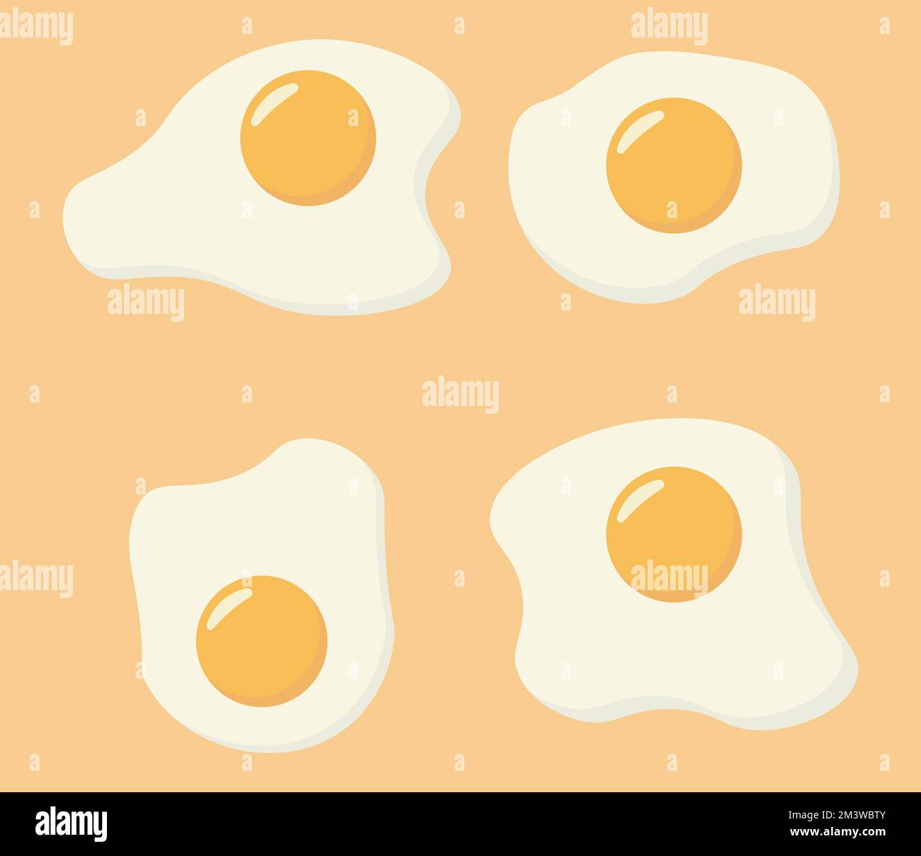Set of fried eggs. Cartoon egg isolated on white background. Healthy ...