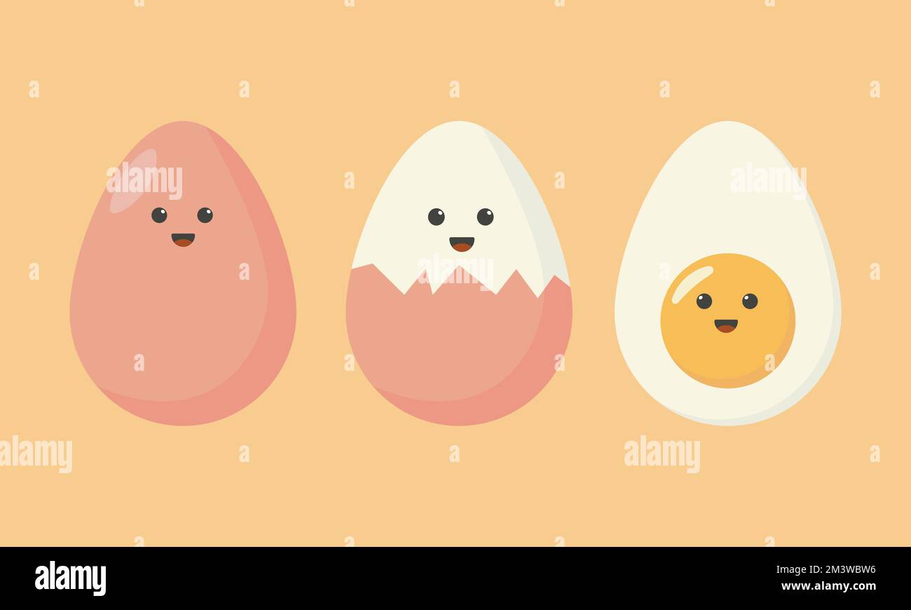 Cute cartoon character design of boiled egg vector illustration ...