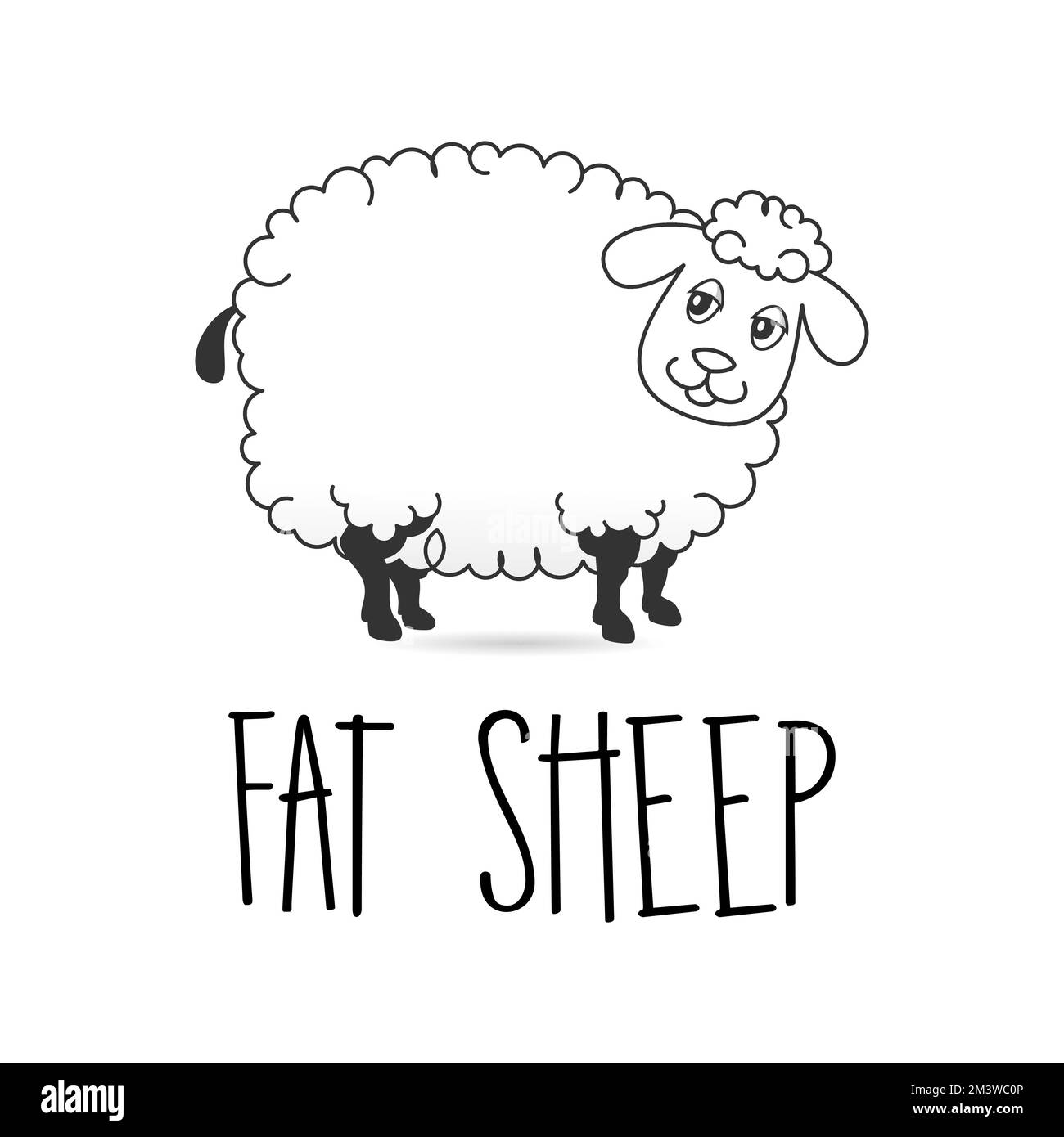 fat sheep that ready to fur cut in line out image graphic icon logo ...