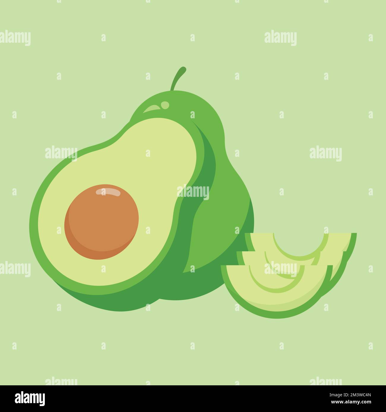 Fresh half avocado isolated on white background. Organic food. Cartoon ...