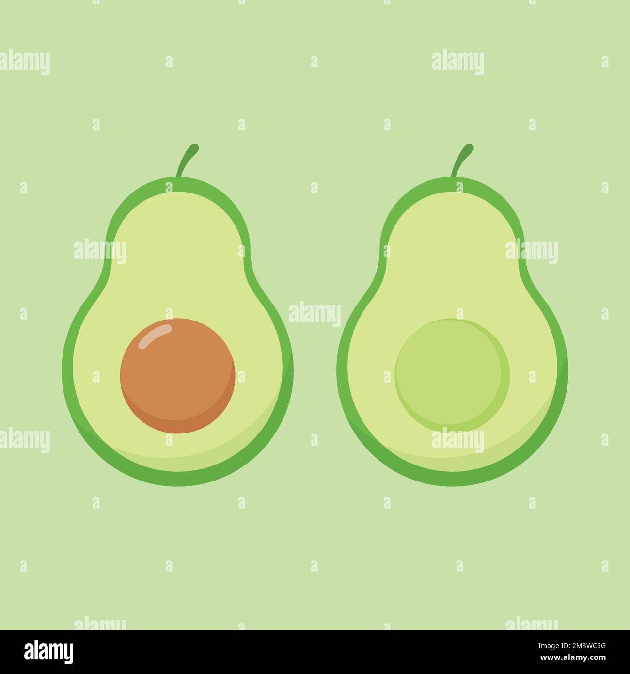 Fresh half avocado isolated on white background. Organic food. Cartoon ...