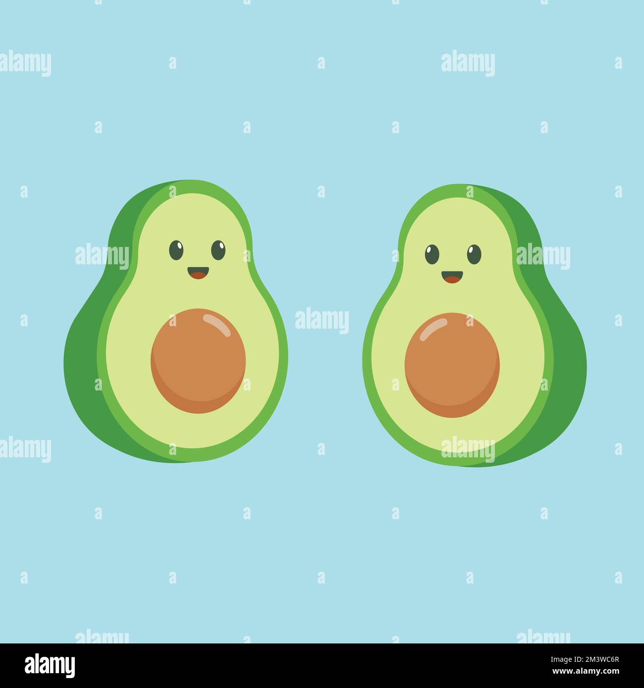 Funny happy cute happy smiling couple of avocado in love. Isolated on ...