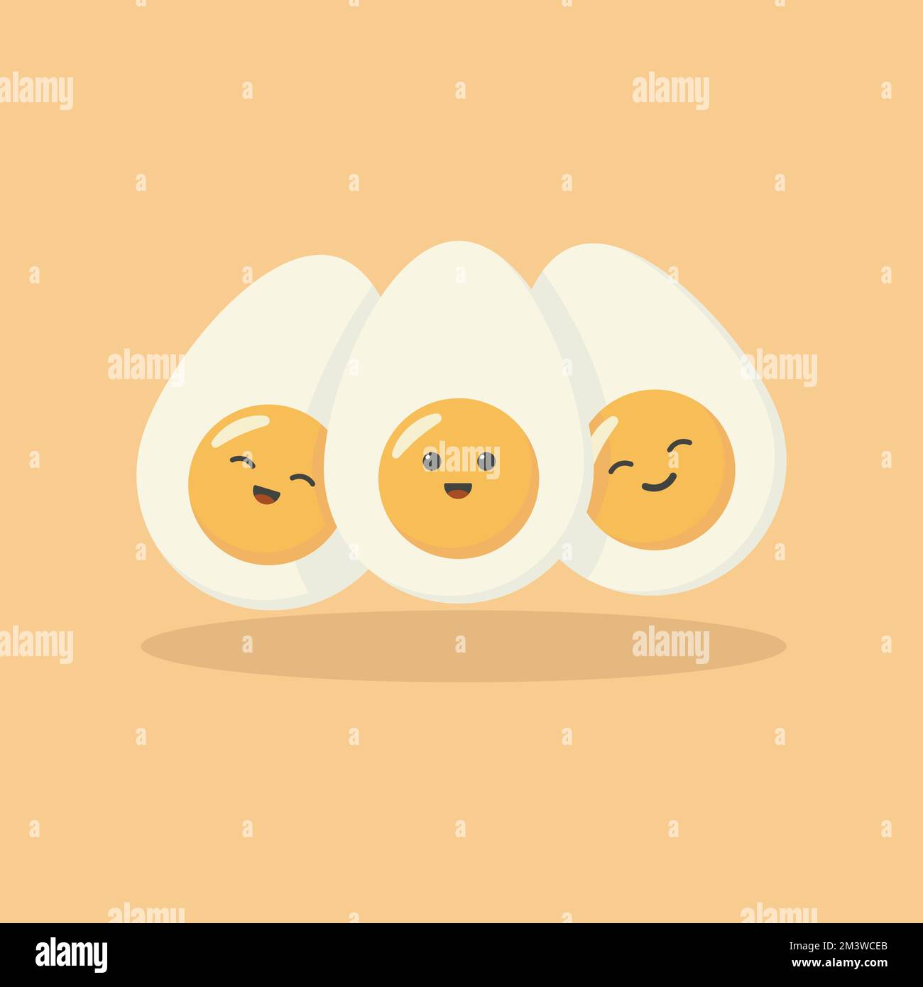 Cute cartoon character design of boiled egg vector illustration ...