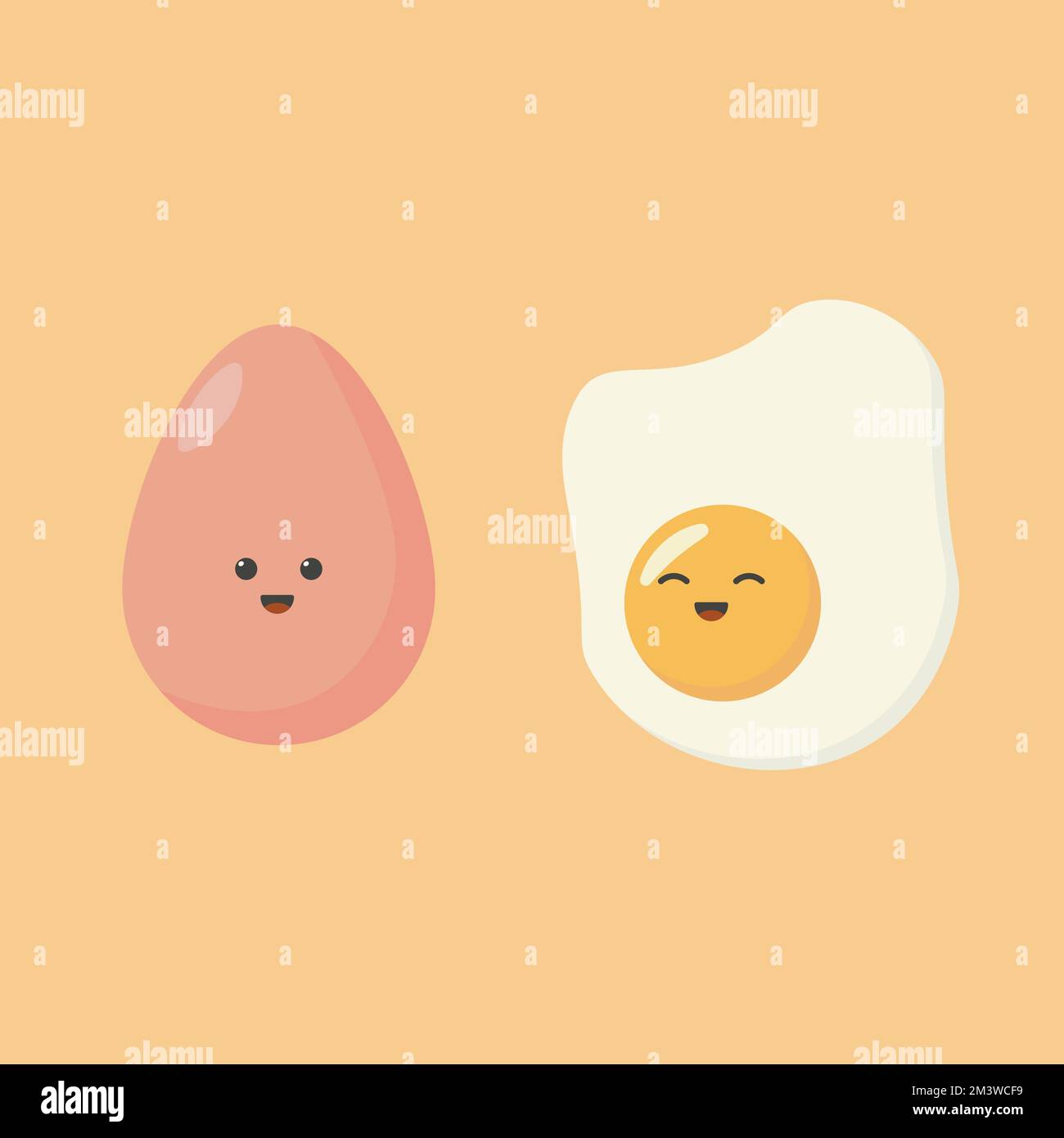 Cute cartoon character design of boiled egg and fried egg vector ... Cute cartoon character design of boiled egg and fried egg vector ...