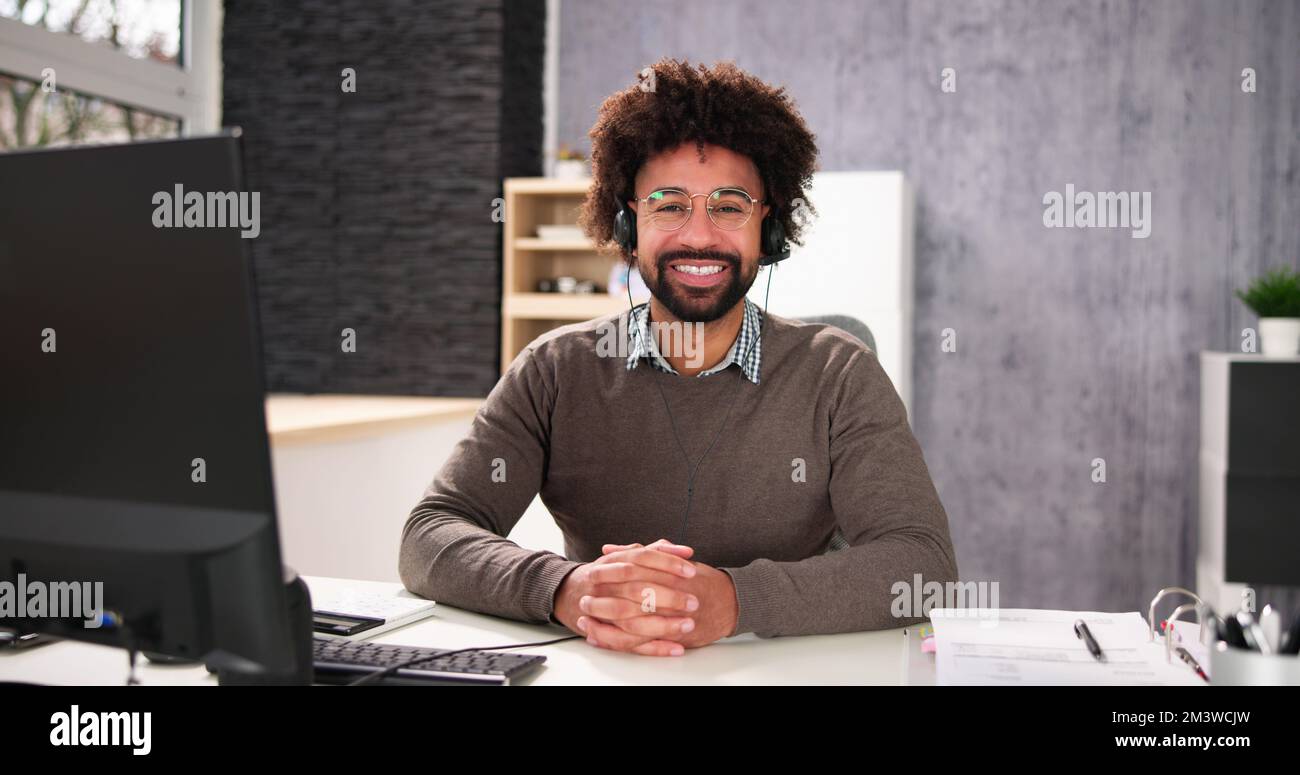 Call Center Customer Care African American Agent Stock Photo - Alamy