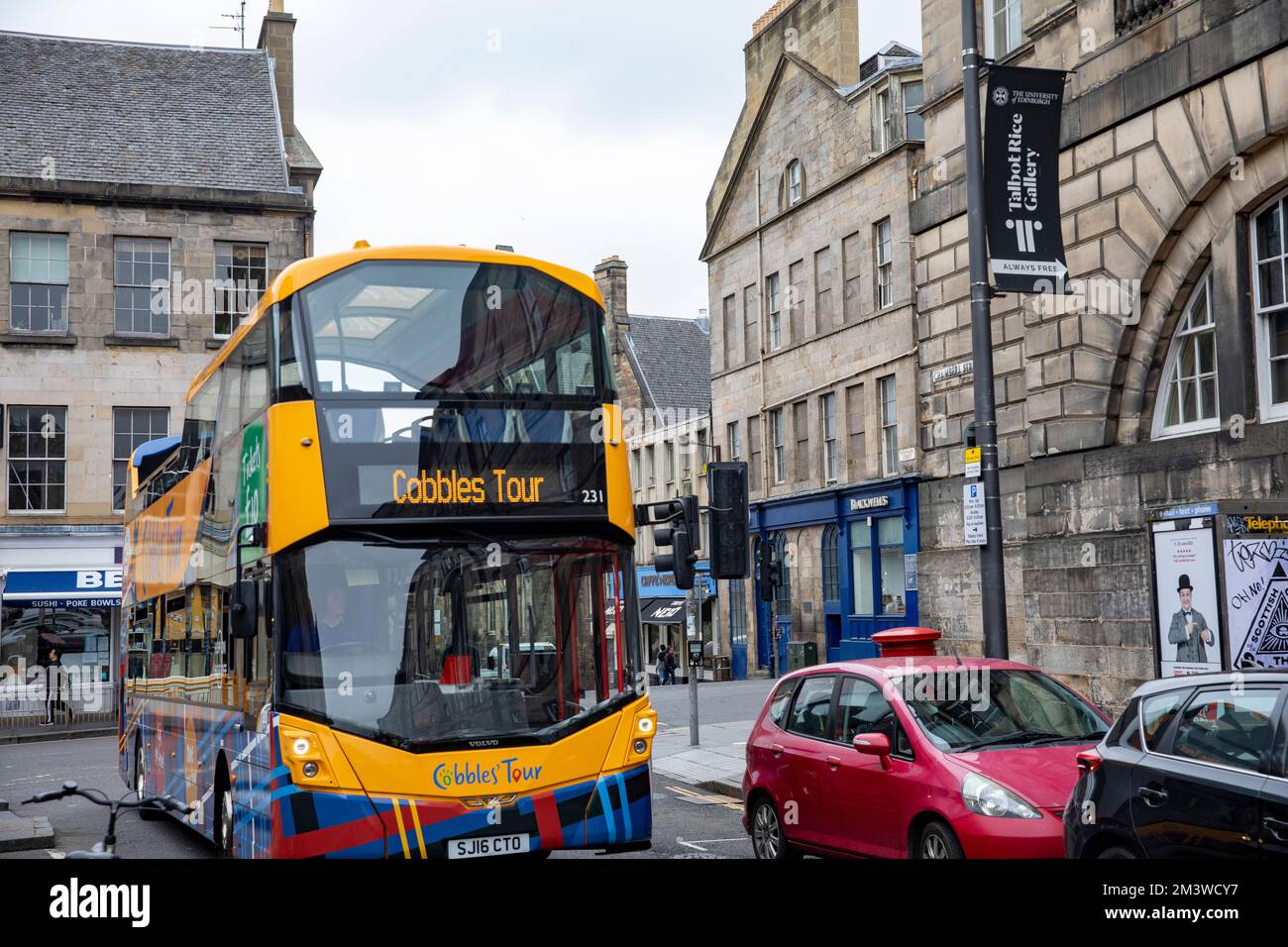 Cobbles tour bus in Edinburgh city centre providing tourists with ...