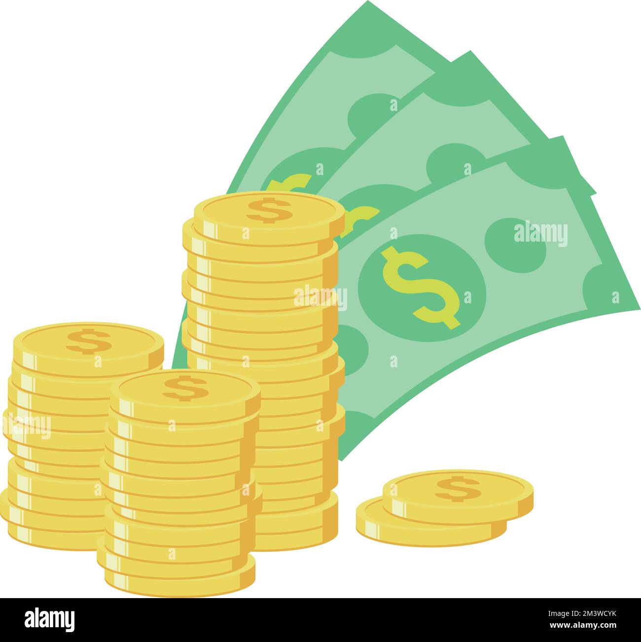 money dollar cash flat vector illustration. dollar banknotes ...