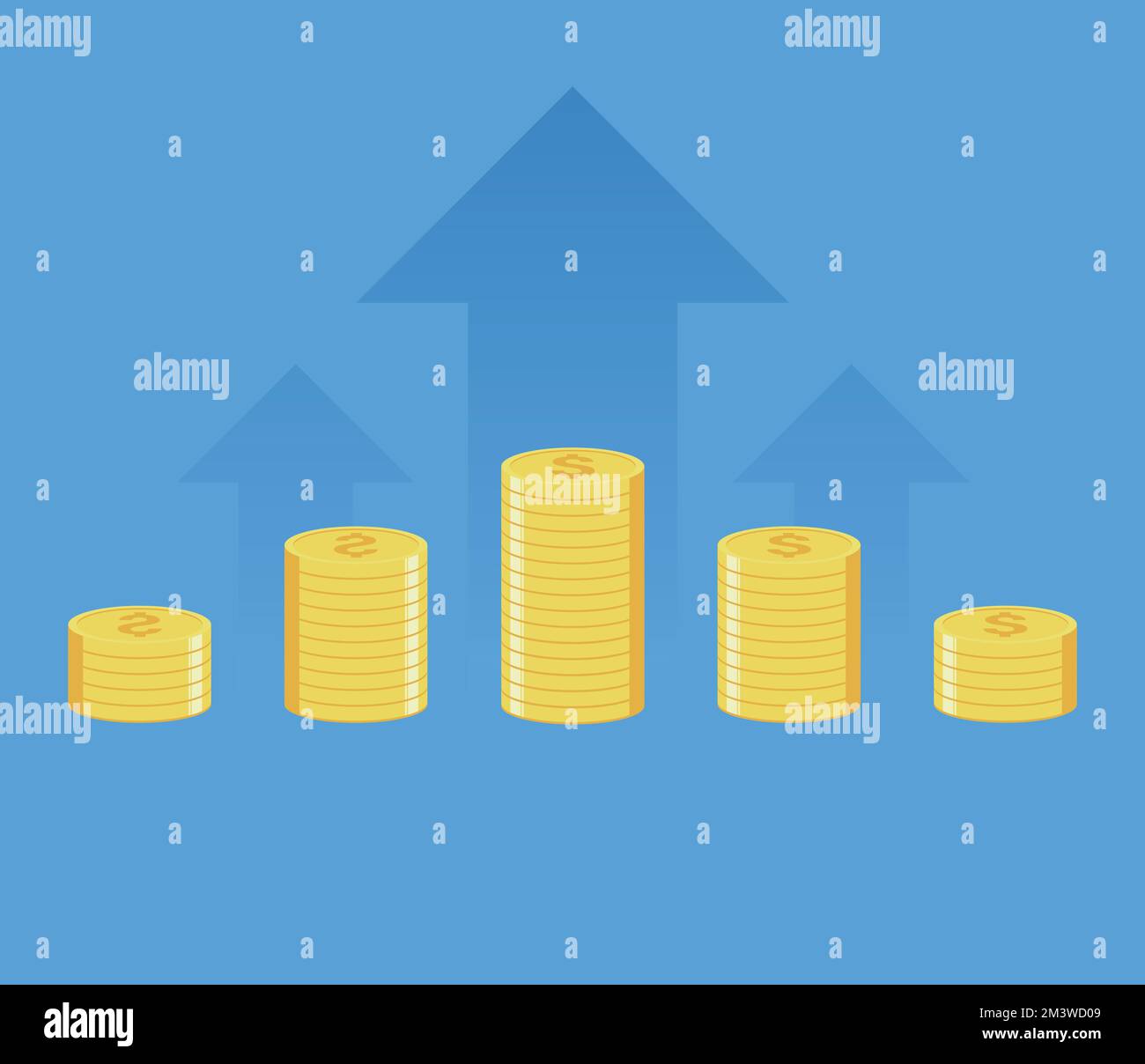 cartoon golden coins stacks. lots money, finance business profits and wealth gold coin pile ...