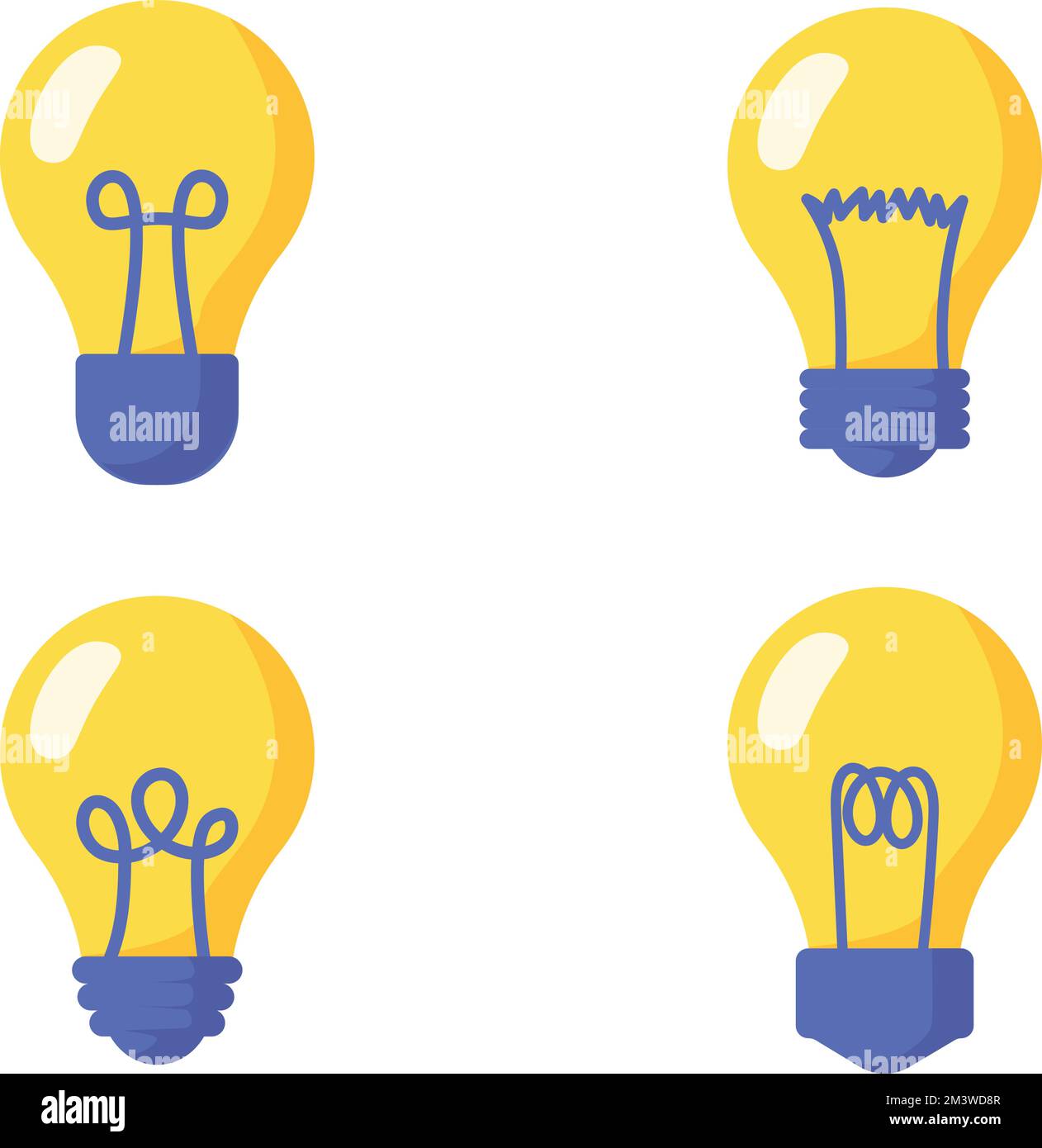 Lightbulb icon set. Lighting Electric lamp. Creative idea symbol, thinking concept stock ...