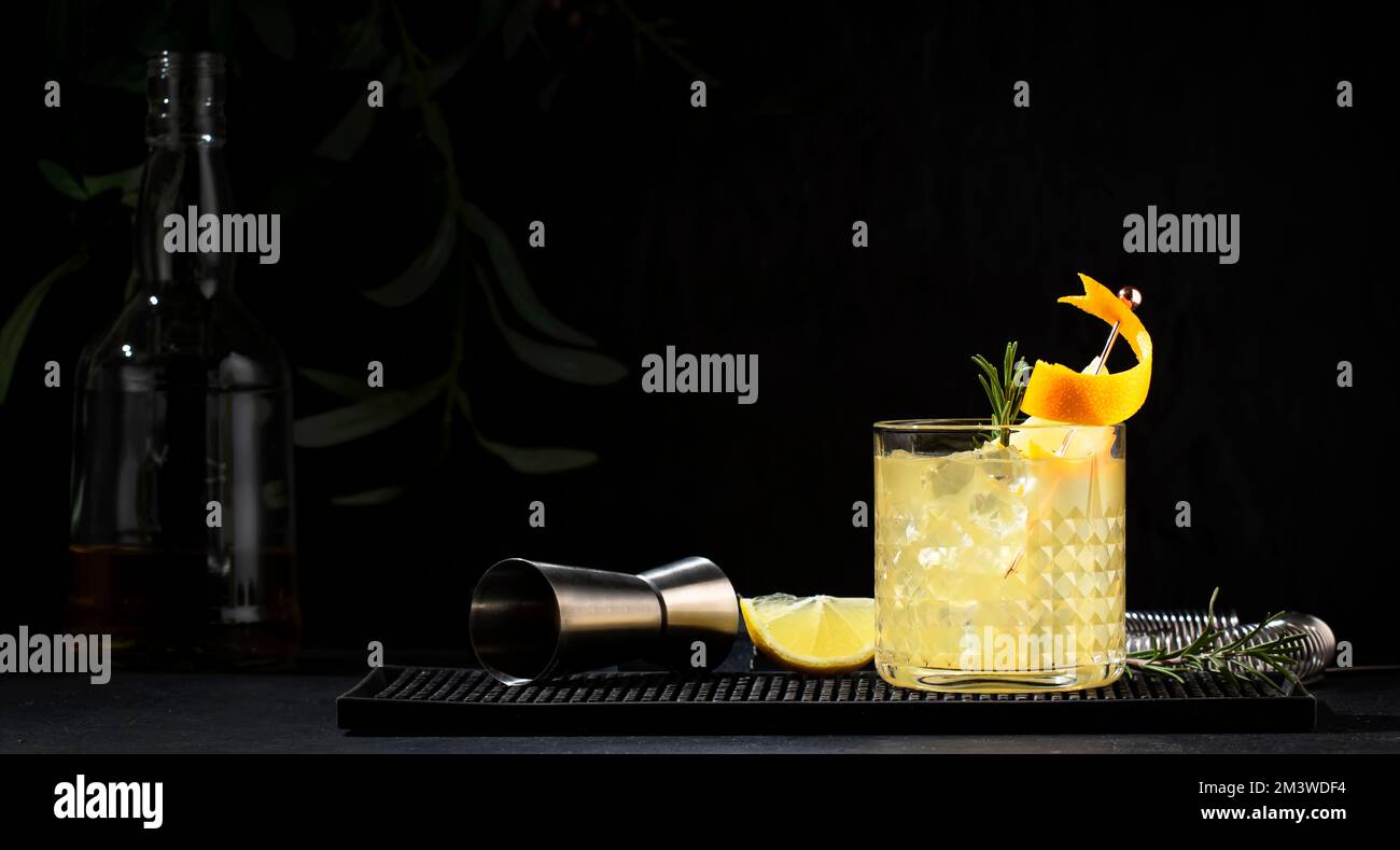 Penicillin alcoholic cocktail with scotch, whiskey, honey ginger syrup ...