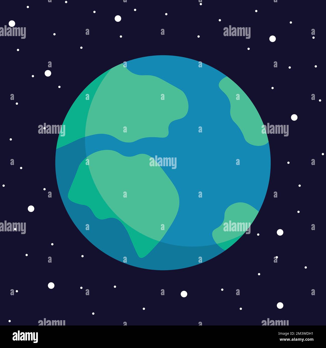 Planet Earth Isolated On Dark Space. Vector, Cartoon Illustration Of ...