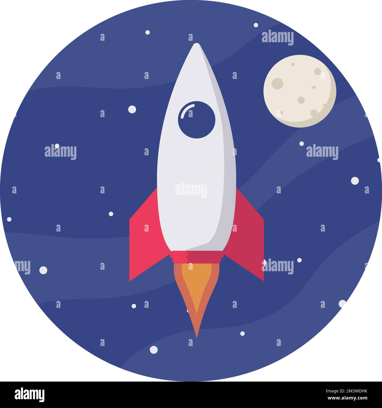 Modern space rocket flying in space illustration with flat design Stock ...