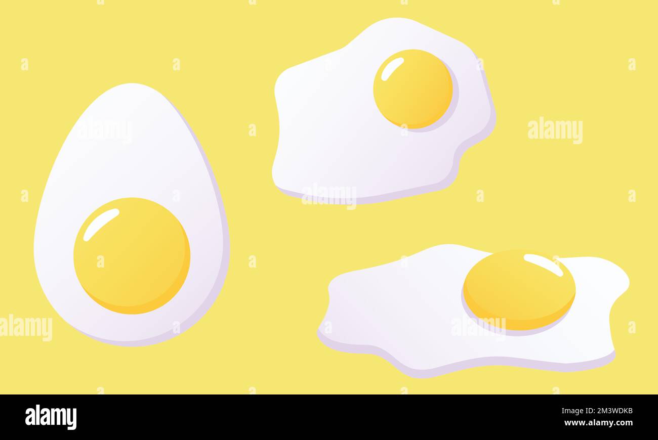 Fried and boiled egg vector illustration. Cartoon chiken boiled eggs with yolk Stock Vector ...