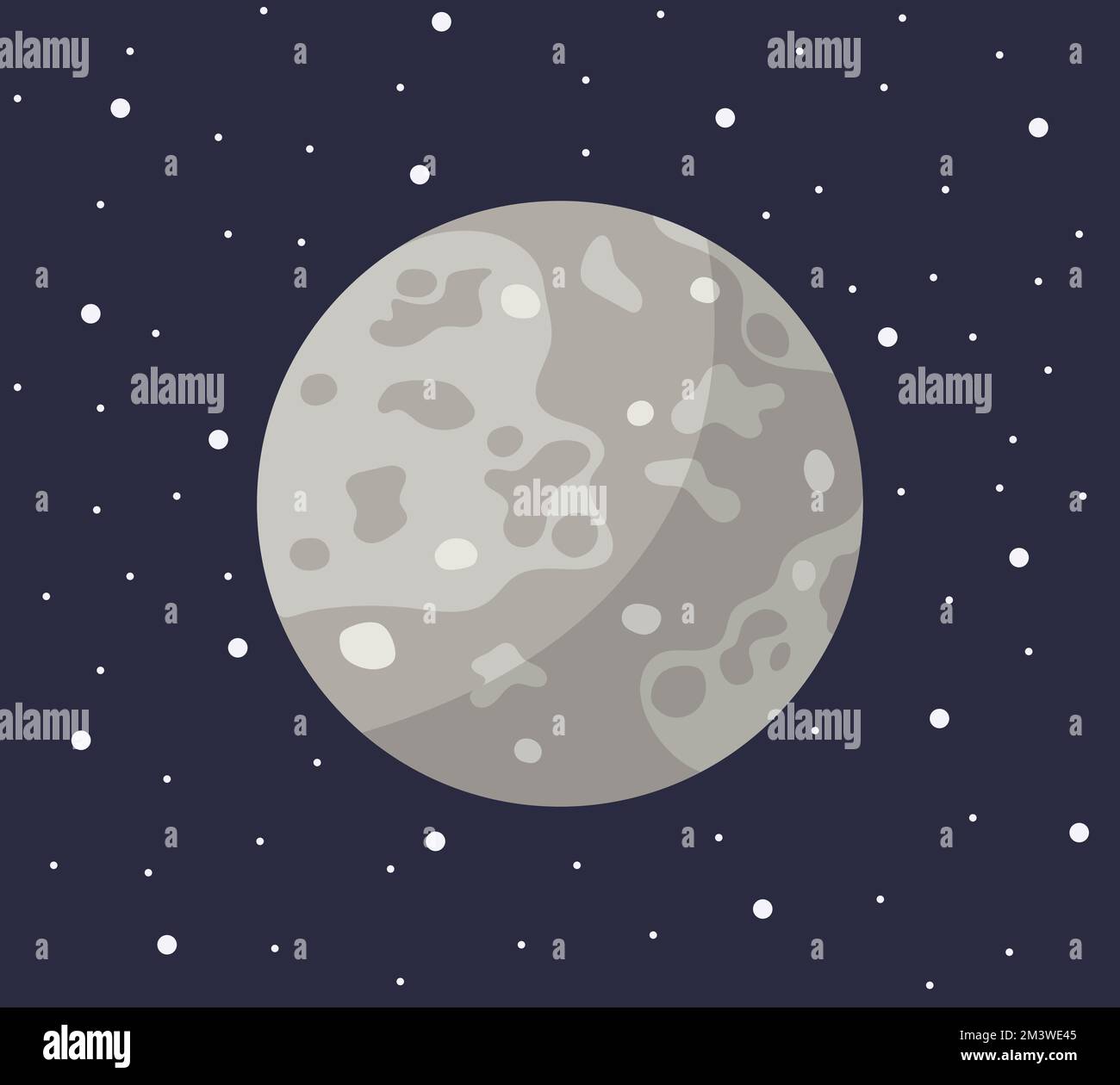 Cartoon solar system planet in flat style. Mercury planet on dark space ...