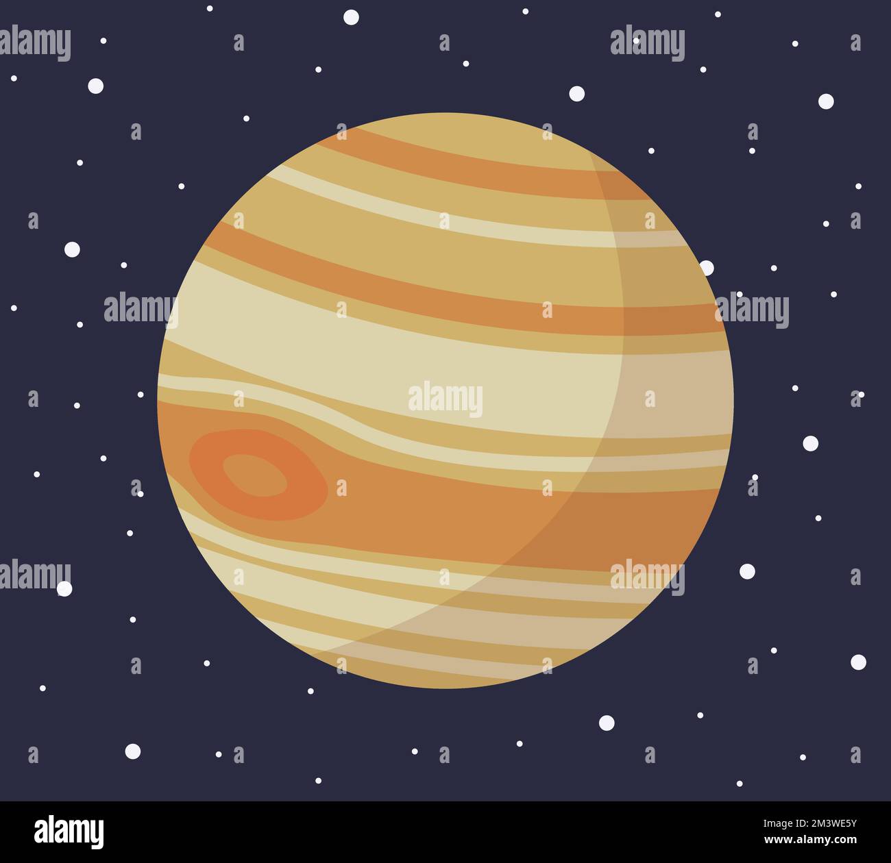 Cartoon solar system planet in flat style. Jupiter planet on dark space ...