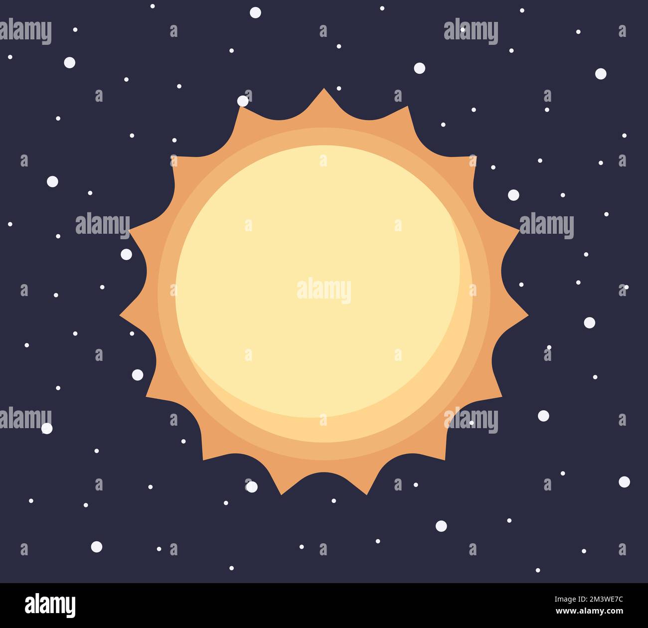 Cartoon solar system planet in flat style. Colorful sun on dark space ...