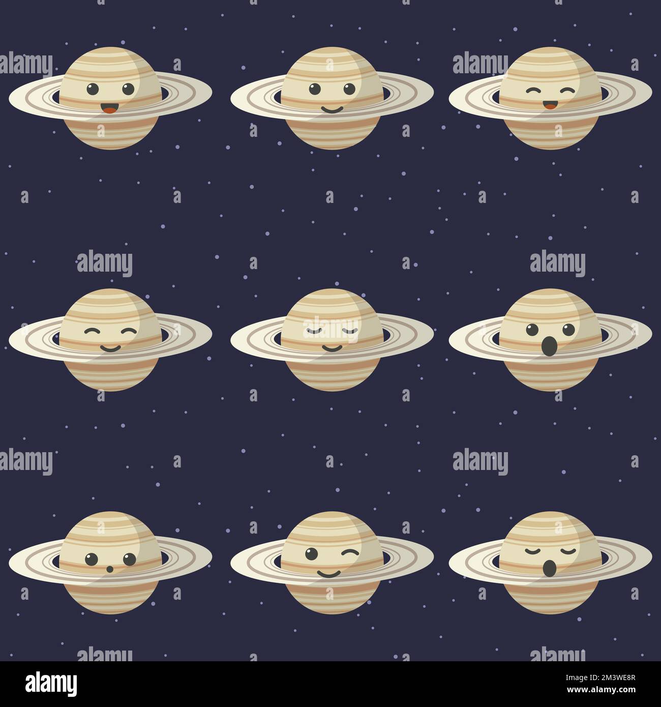 Cute planet saturn cartoon character. Set of cute cartoon planets with ...