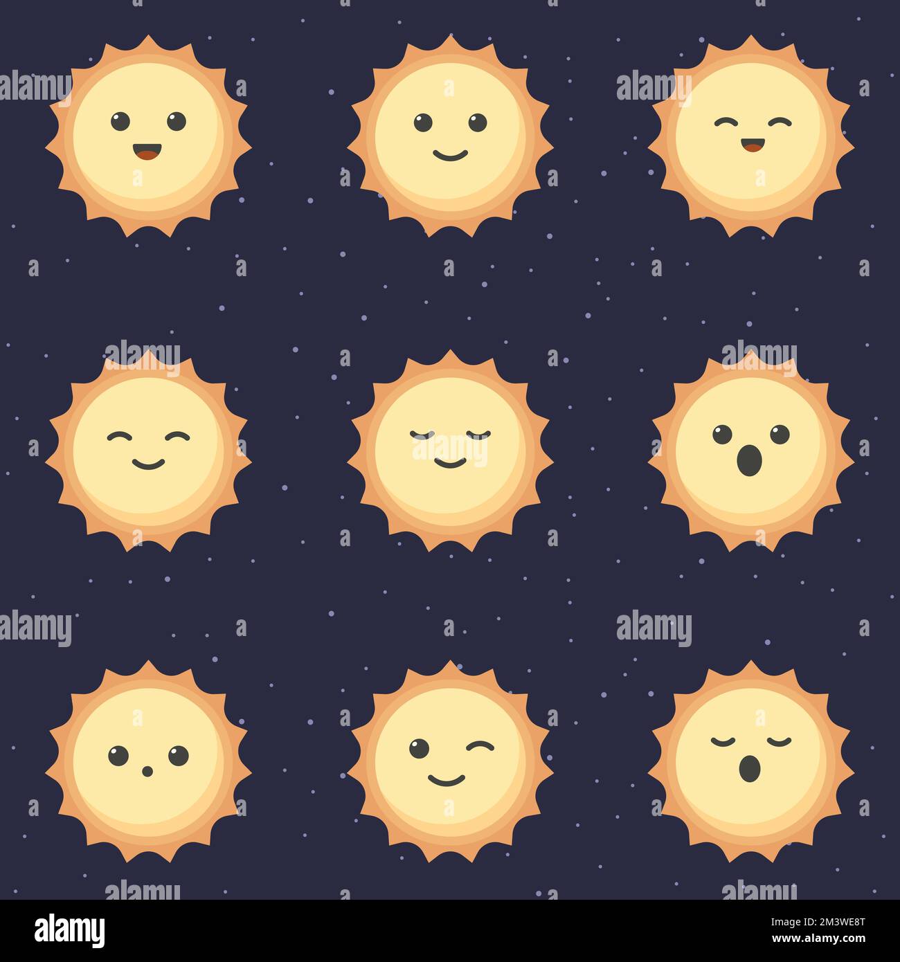 Cute cartoon character of sun. Set of cute cartoon planets with ...