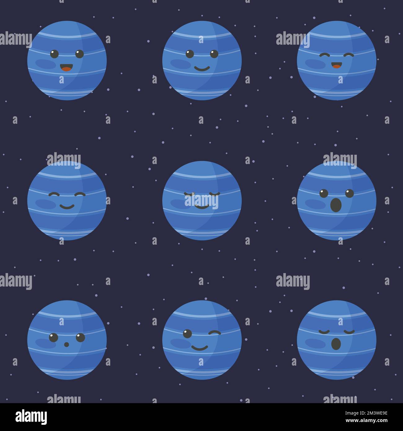 Cute planet neptune cartoon character. Set of cute cartoon planets with ...